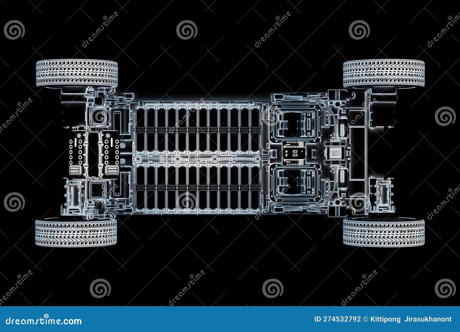 Ev Car or Electric Vehicle Structure with Pack of Battery Cells on ...