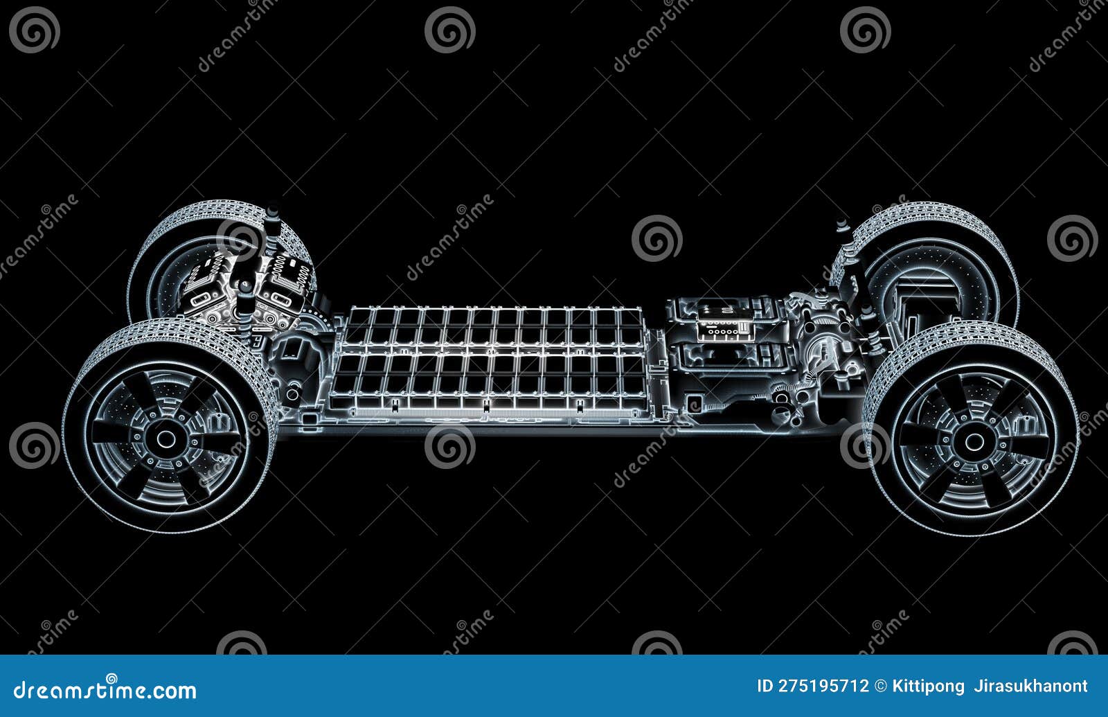 Ev Car or Electric Vehicle Structure with Pack of Battery Cells on ...