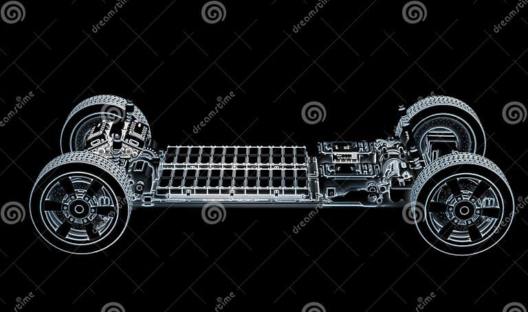 Ev Car or Electric Vehicle Structure with Pack of Battery Cells on ...