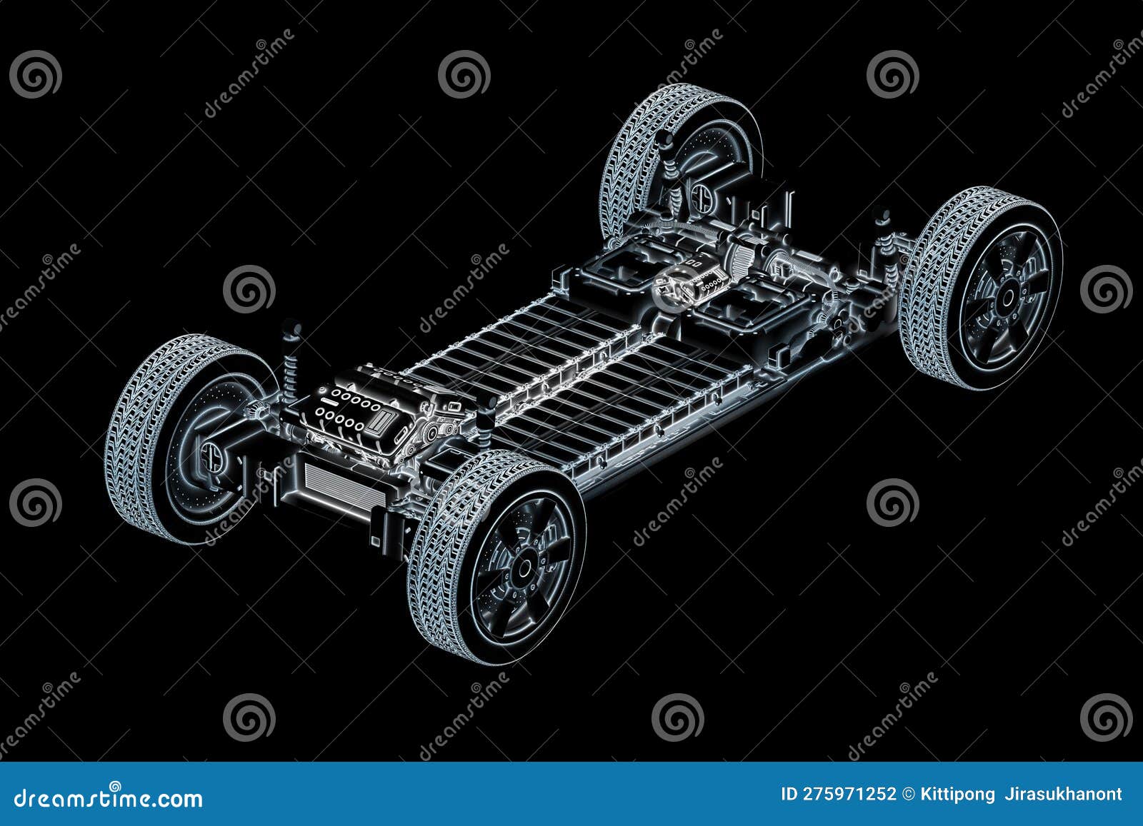 Ev Car or Electric Vehicle Structure with Pack of Battery Cells on ...
