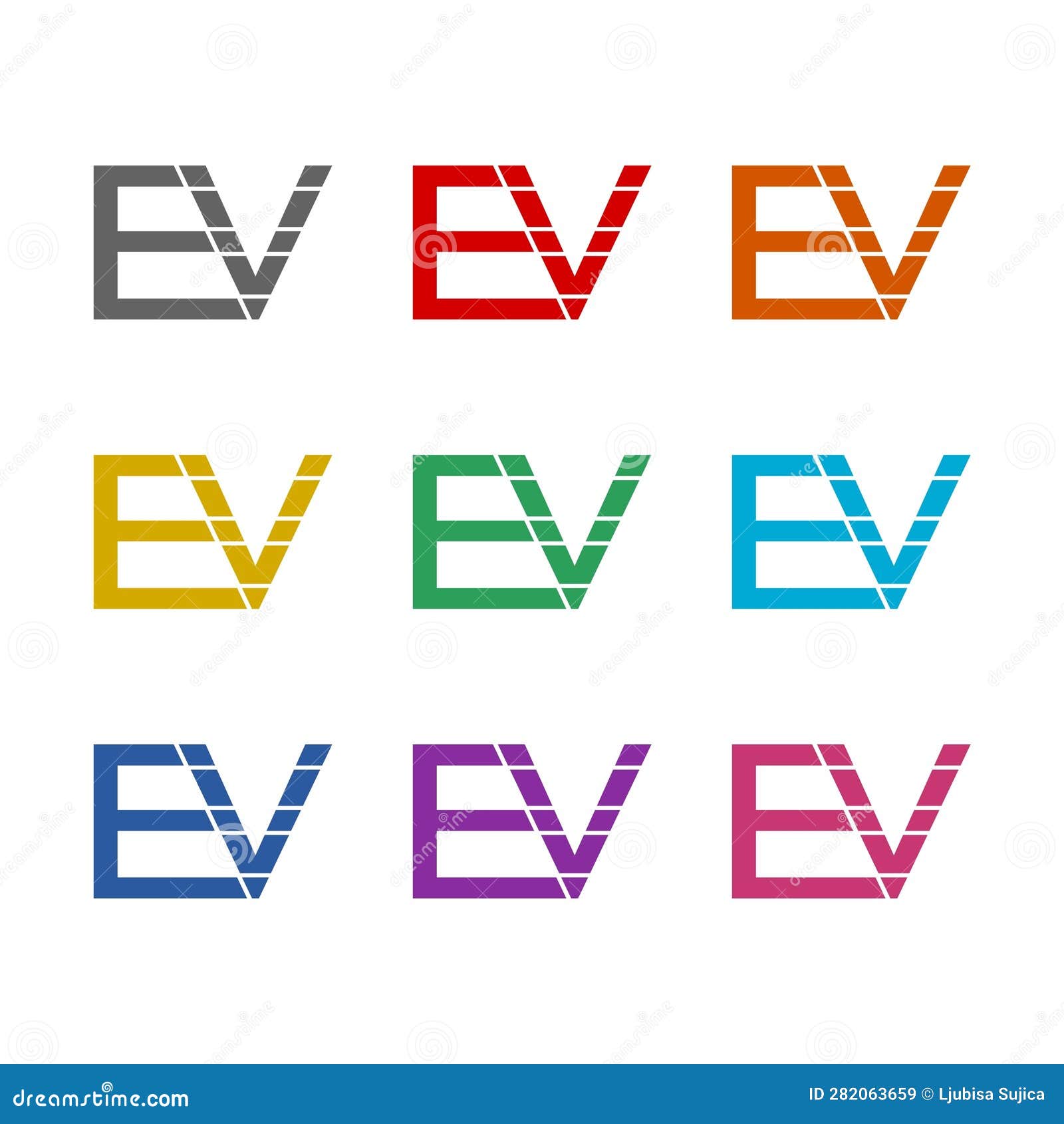 EV Car Logo Icon. Color Set Stock Vector - Illustration of electric ...