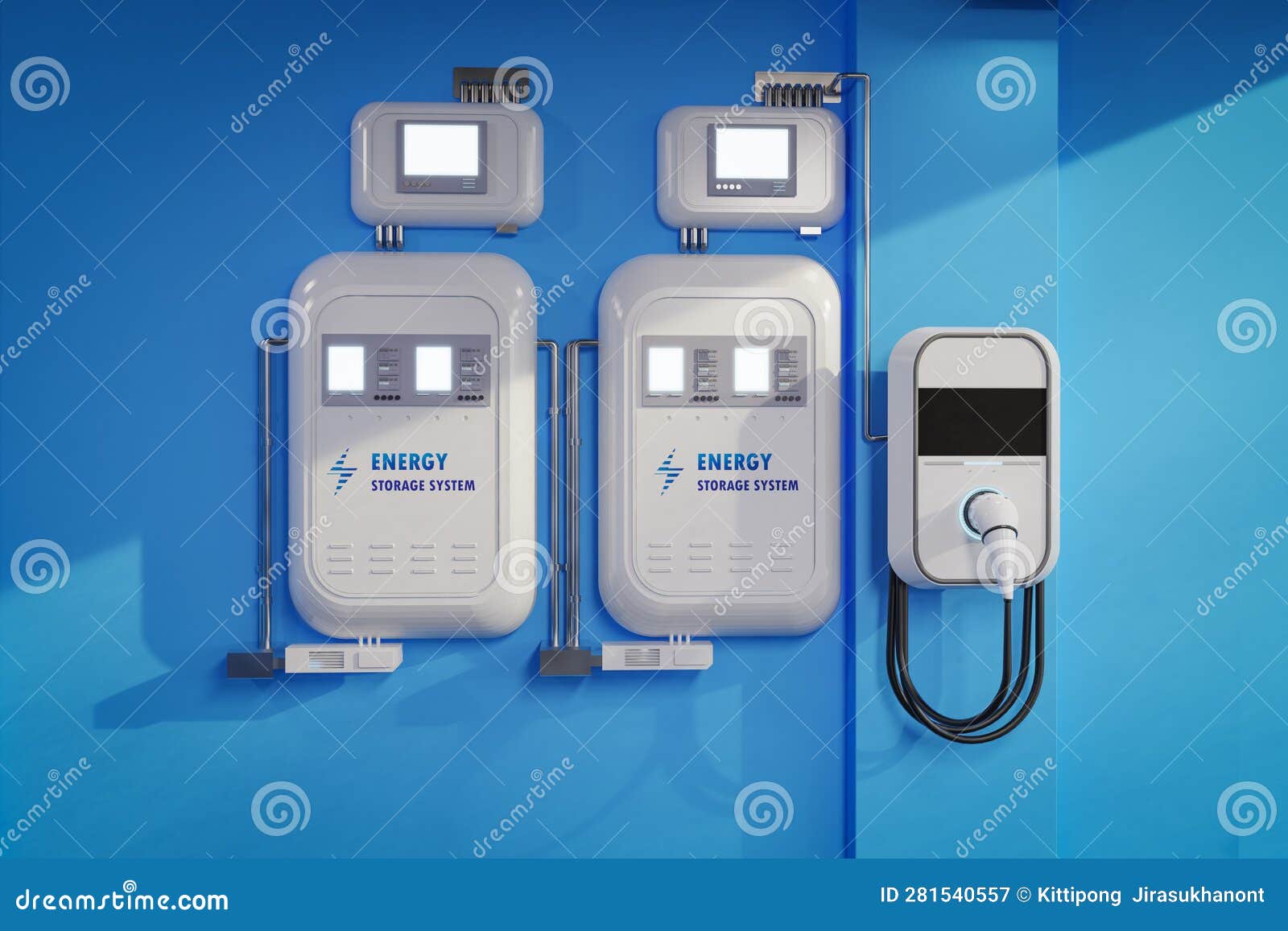 Ev charger at home garage stock illustration. Illustration of install ...