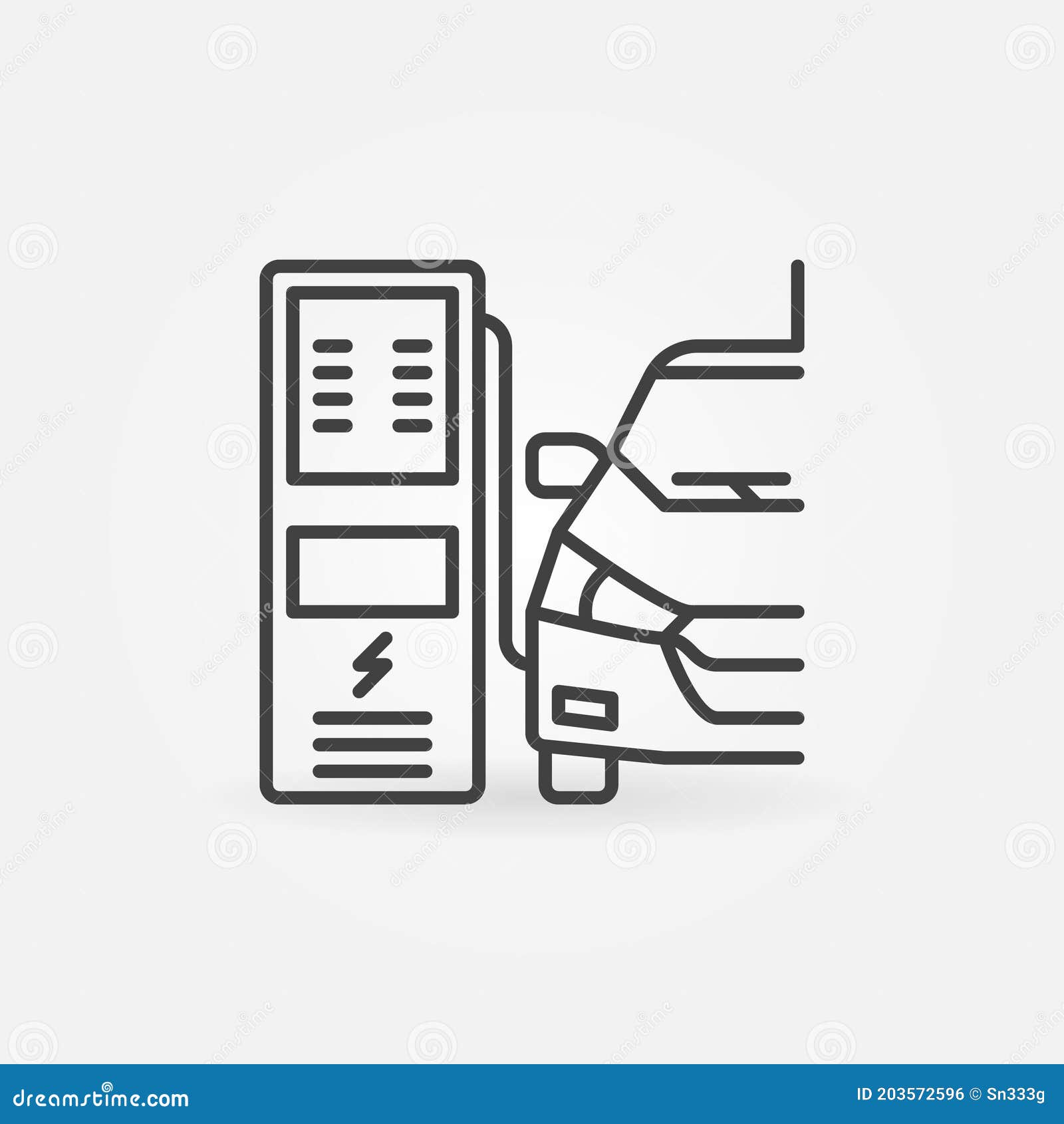 EV Charging at Recharging Point Outline Vector Icon Stock Vector ...