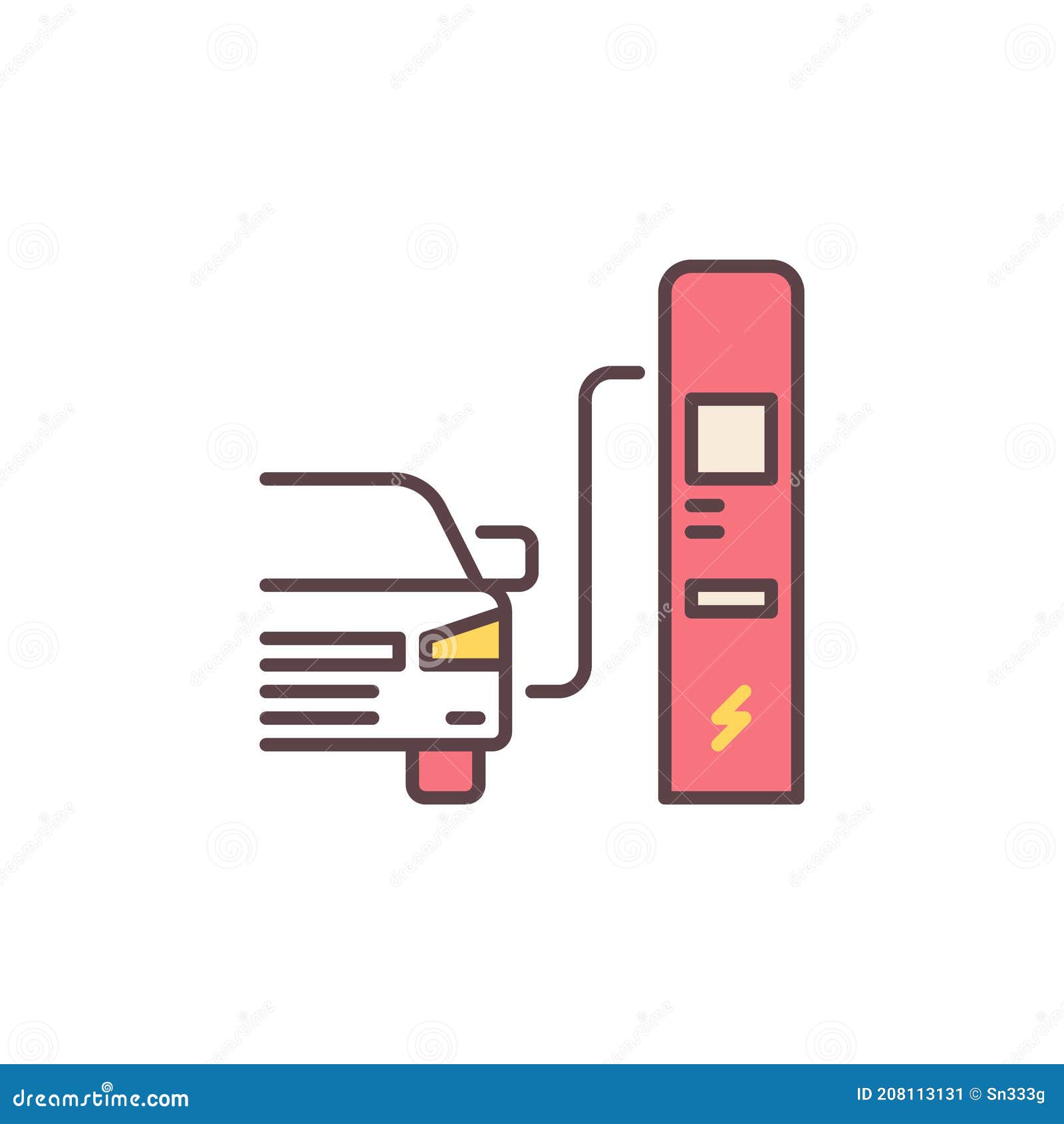 EV Charging at Recharging Point Vector Colored Icon Stock Vector ...