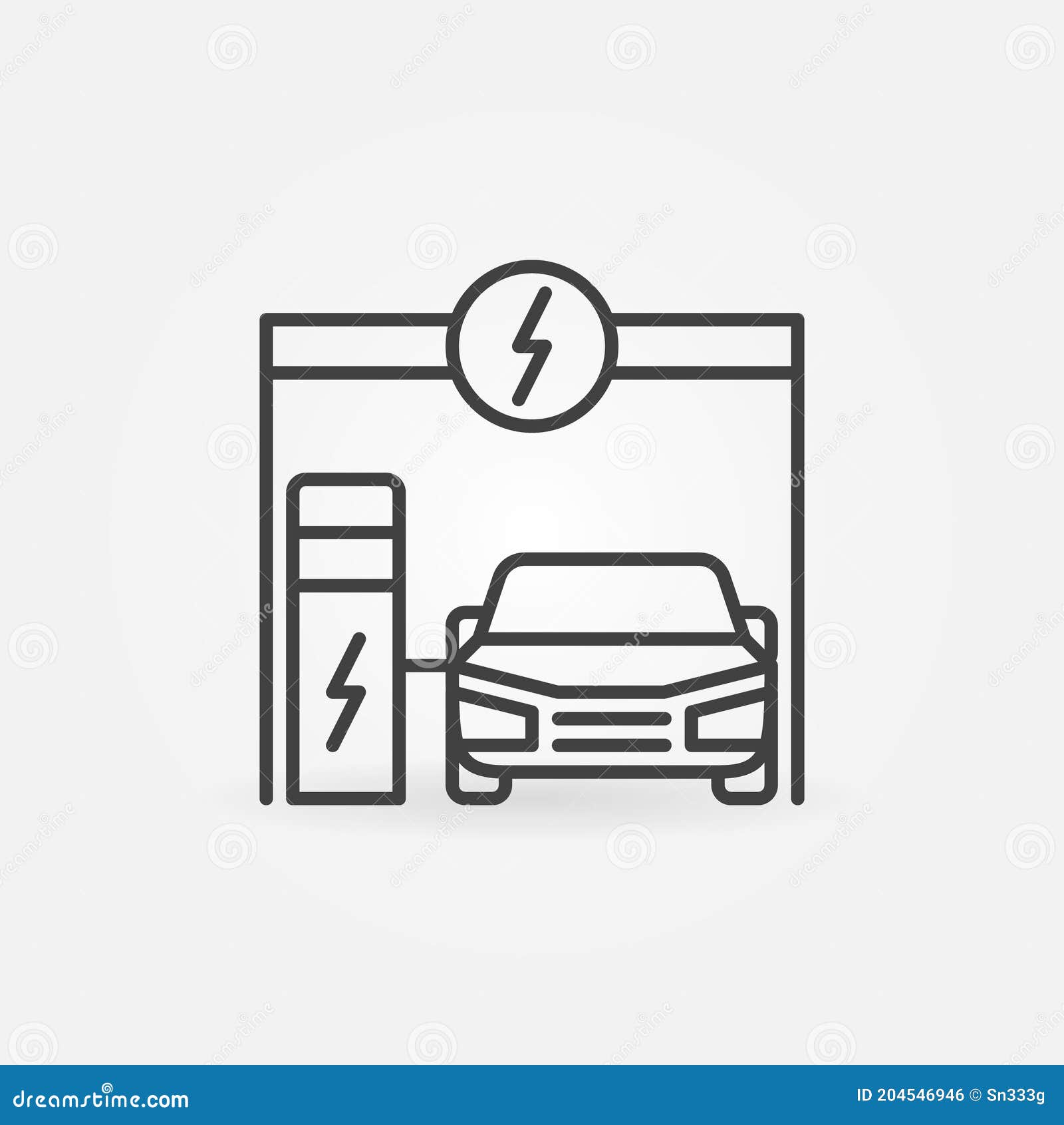 EV Charging at Recharging Point Vector Outline Icon Stock Vector ...