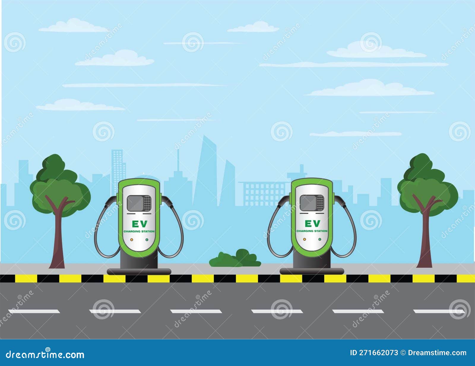 EV Charging Station in the City Stock Vector - Illustration of line ...