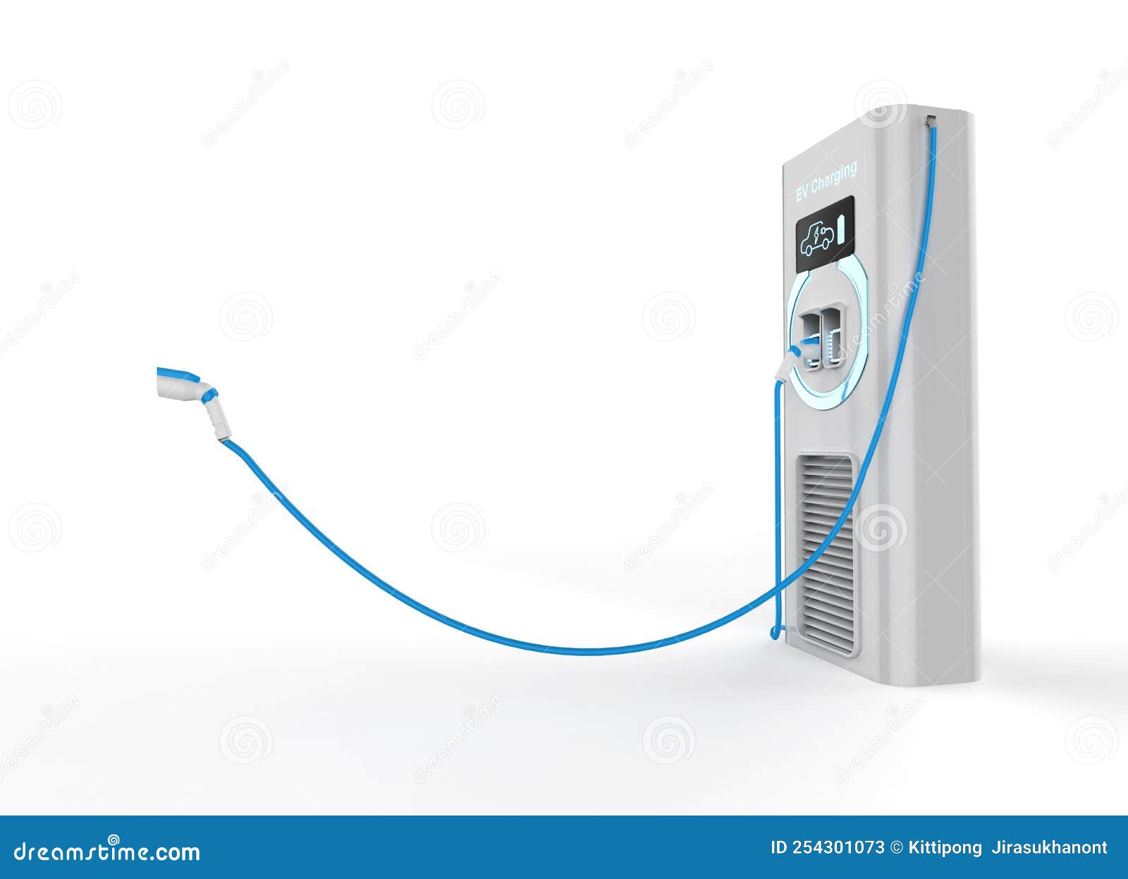 EV Charging Station or Electric Vehicle Recharging Station with Nozzle ...