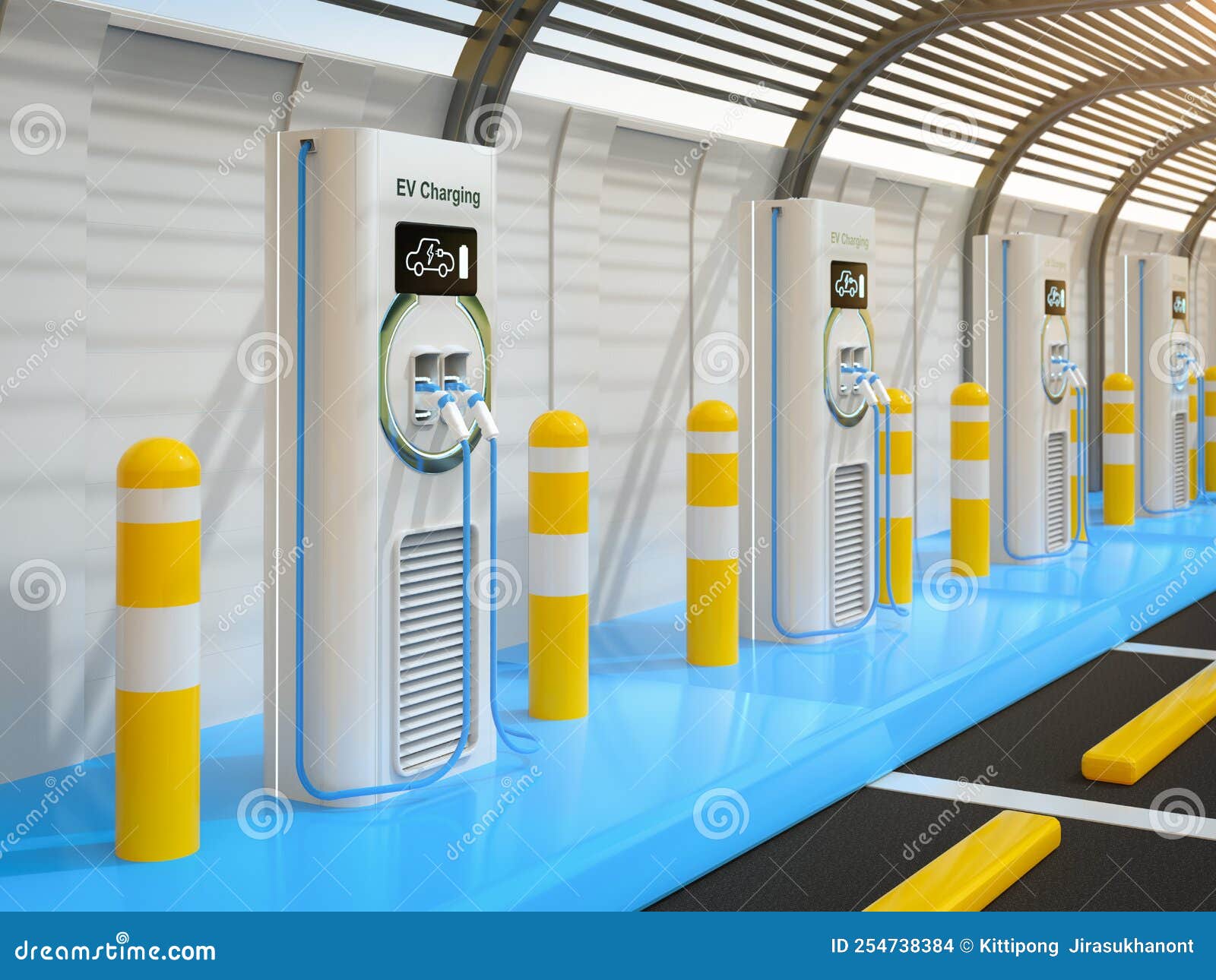 EV Charging Stations or Electric Vehicle Recharging Stations Stock ...