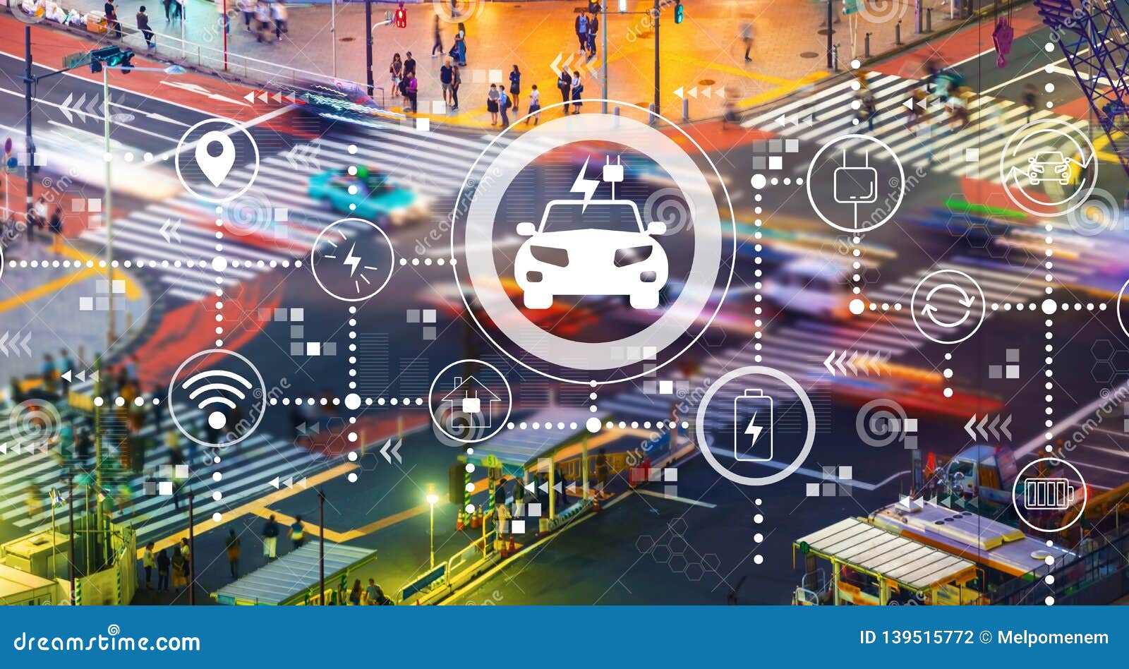 EV with City Traffic Intersection Stock Photo - Image of light ...