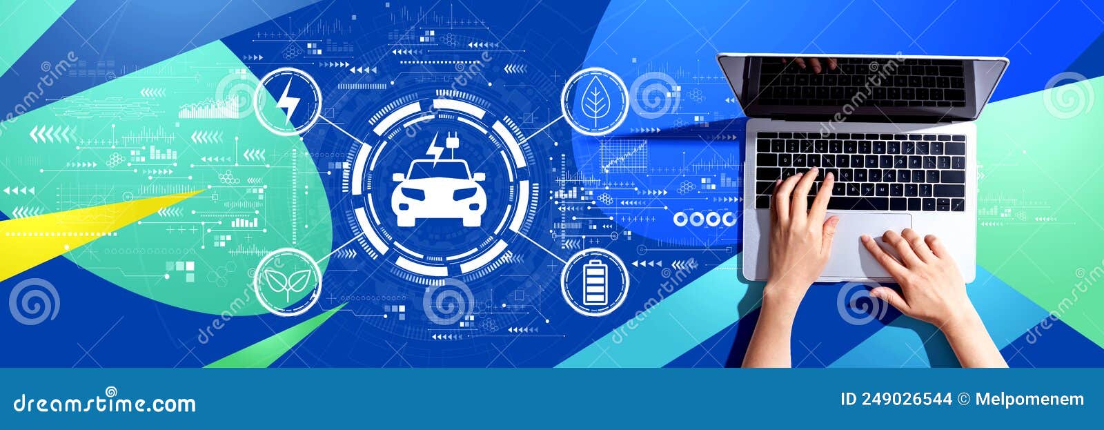 EV Concept with Person Using a Laptop Stock Photo - Image of hand ...