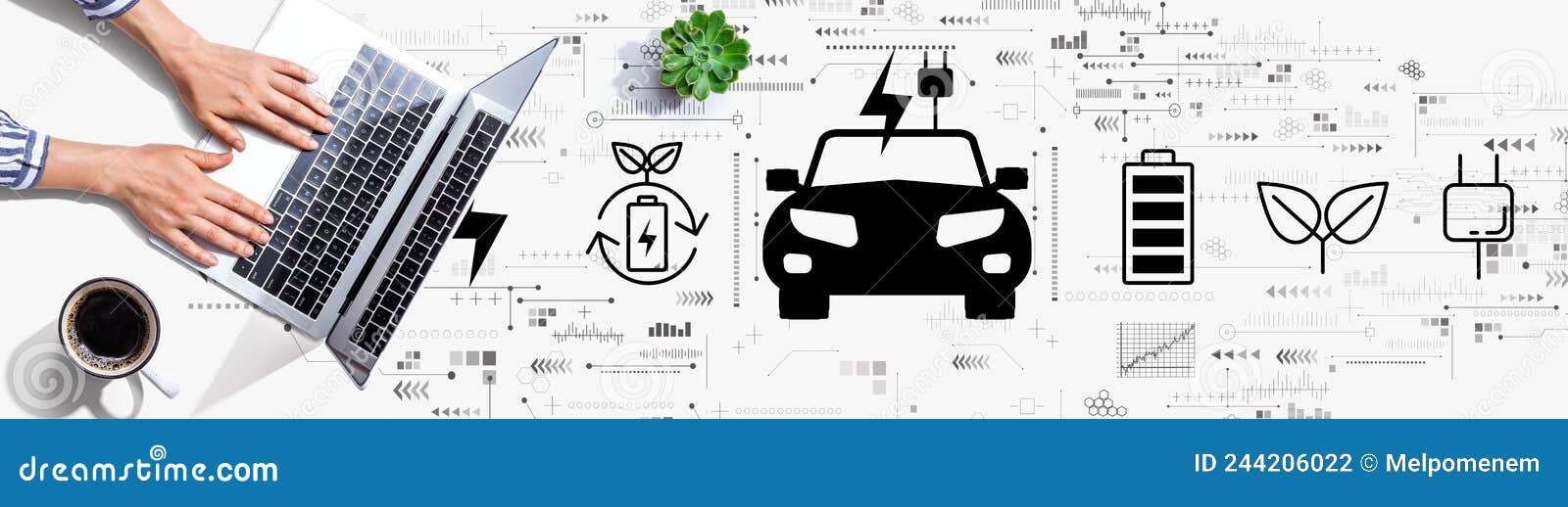 EV Concept with Person Using a Laptop Editorial Photography - Image of ...