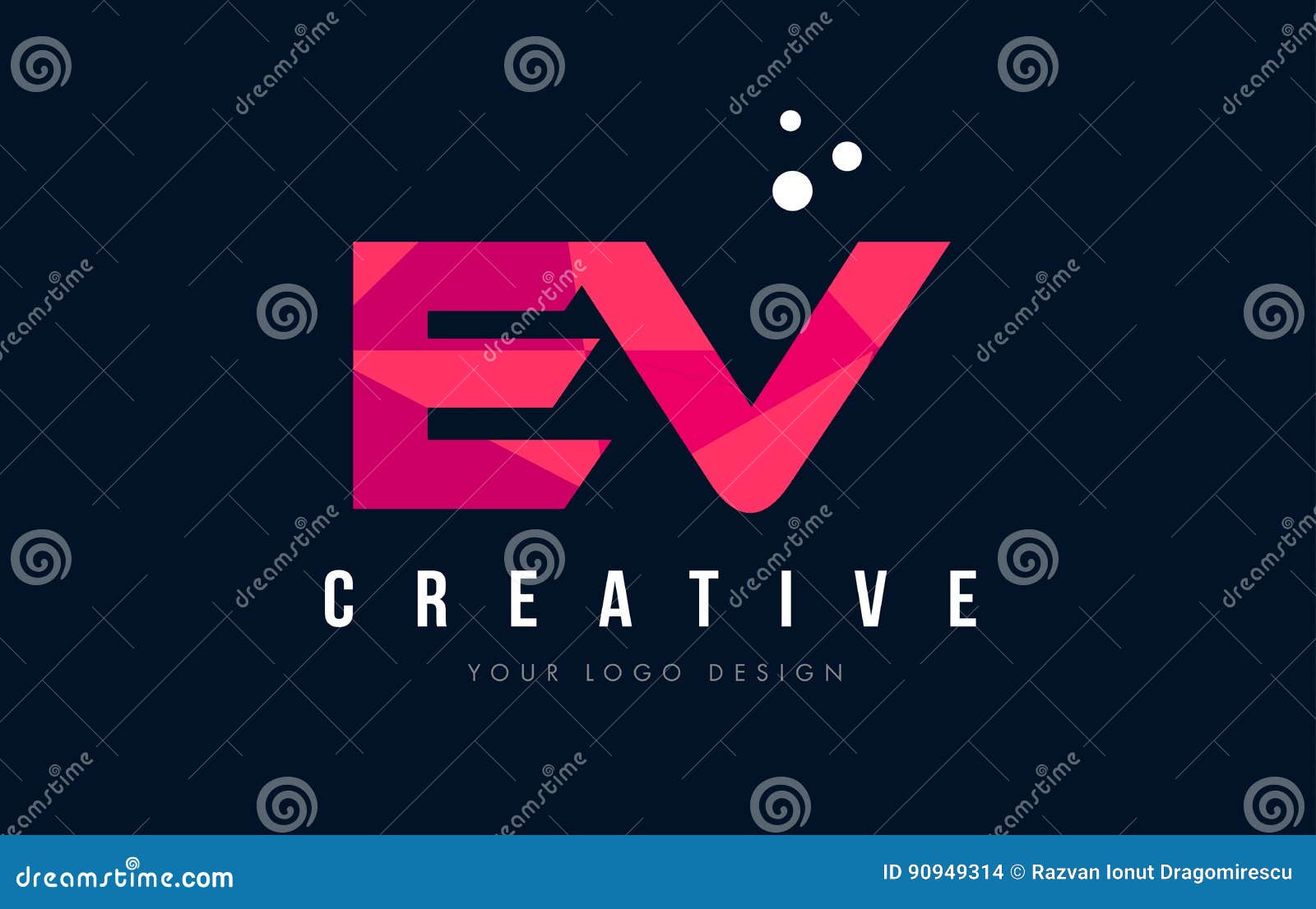 EV E V Letter Logo with Purple Low Poly Pink Triangles Concept Stock ...