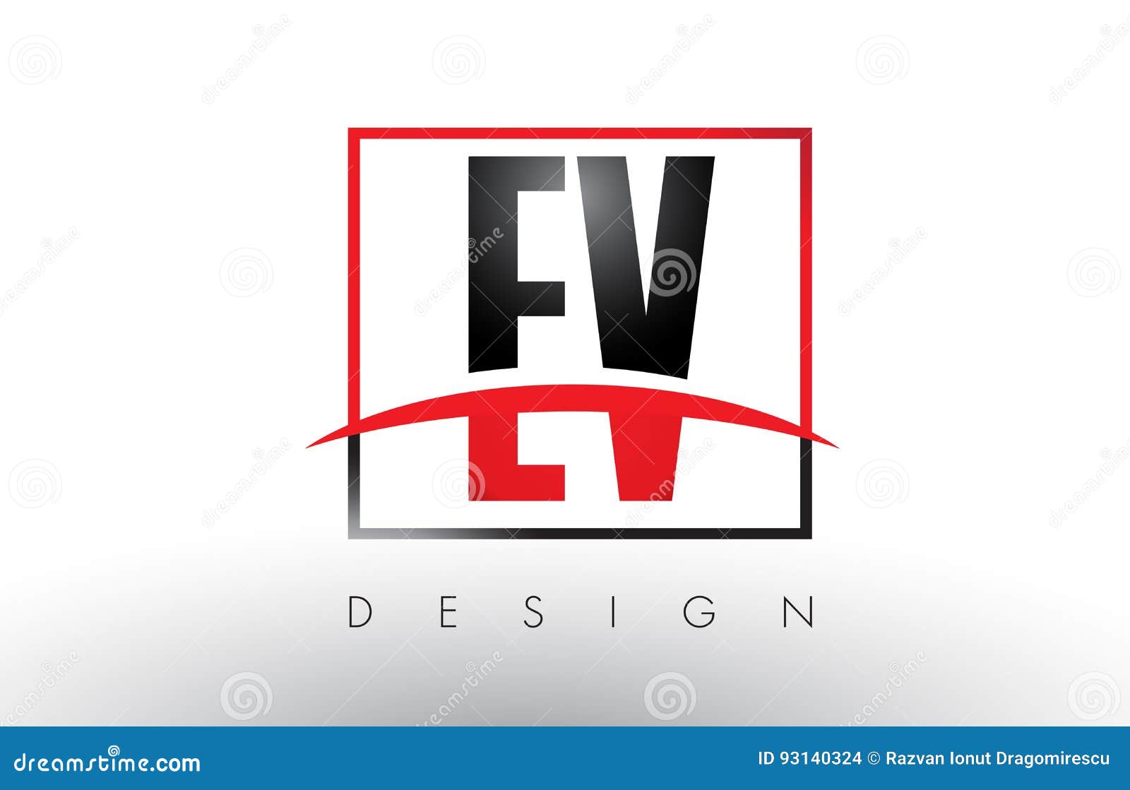 EV E V Logo Letters with Red and Black Colors and Swoosh. Stock Vector ...