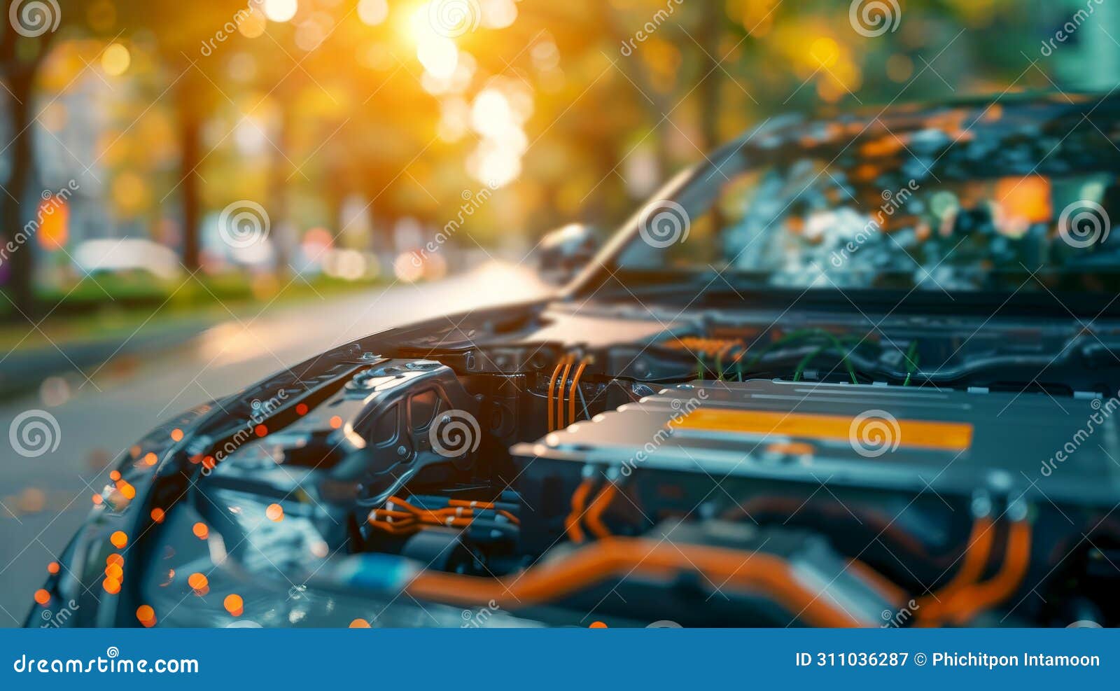 EV Electric Car System on Road. Ai Generative Stock Image - Image of ...
