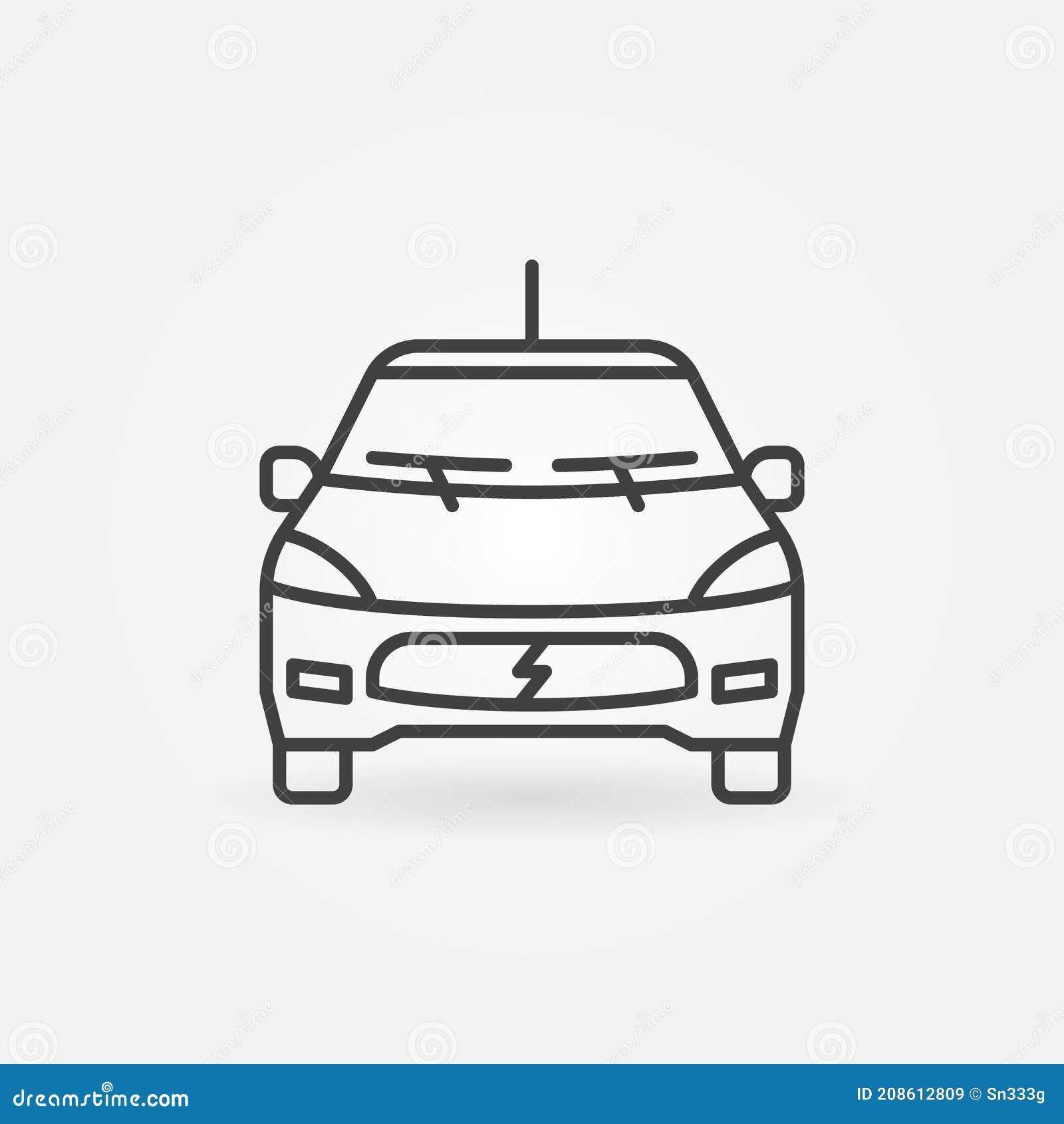 EV or Electric Car Vector Concept Outline Icon. Front View Stock Vector ...