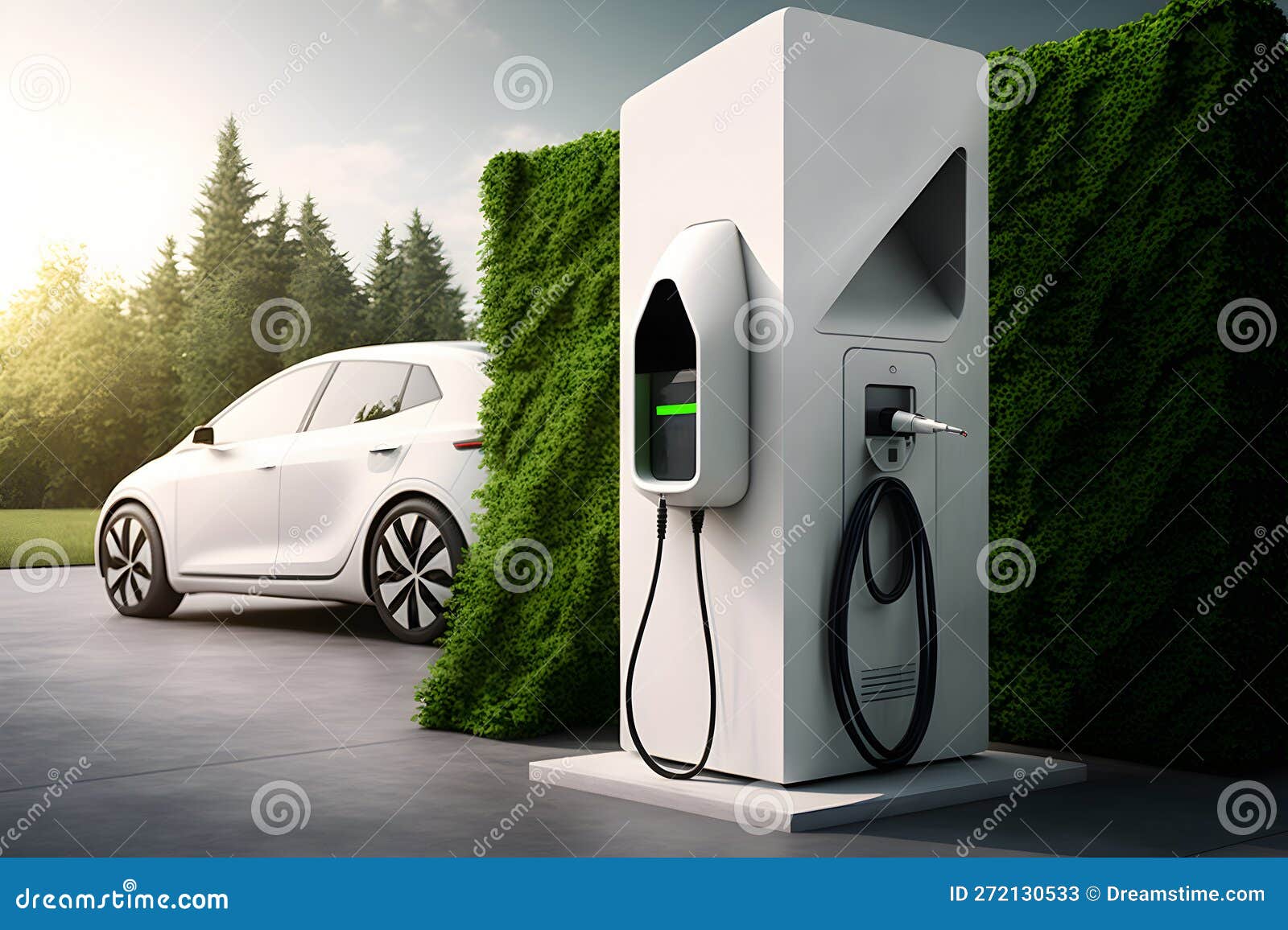 EV Electric Vehicle Charging Station Concept Stock Illustration ...