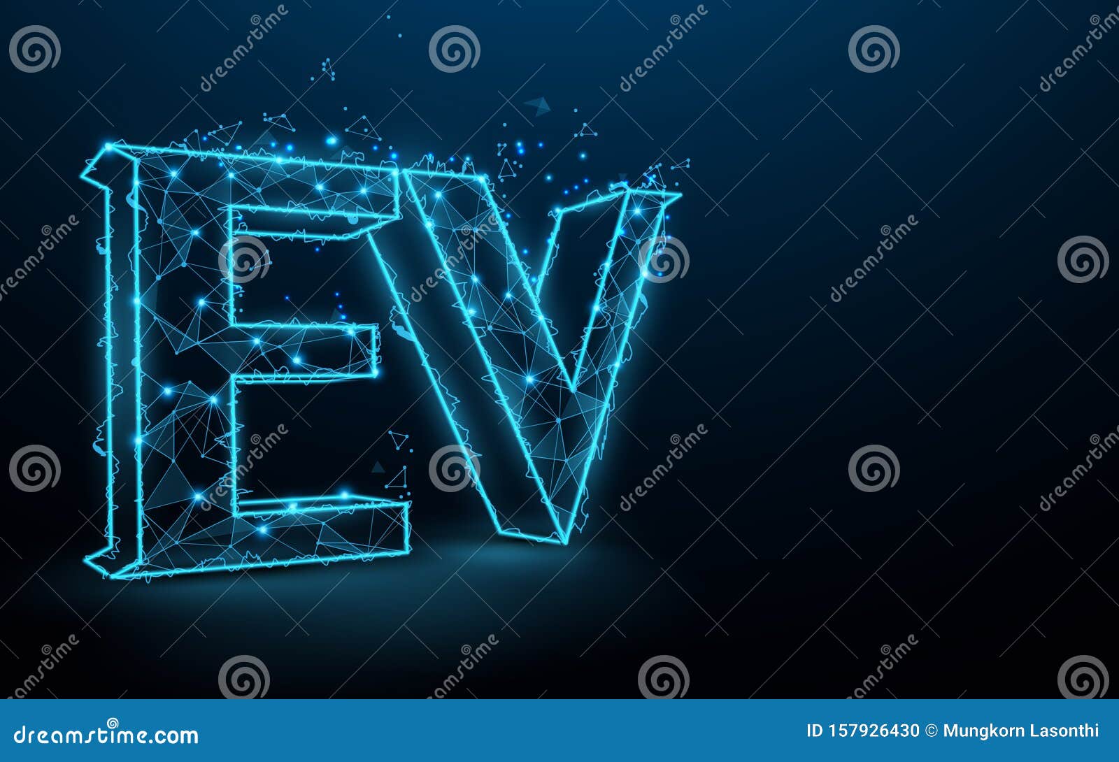 EV or Electric Vehicle Icon from Lines, Triangles and Particle Style ...