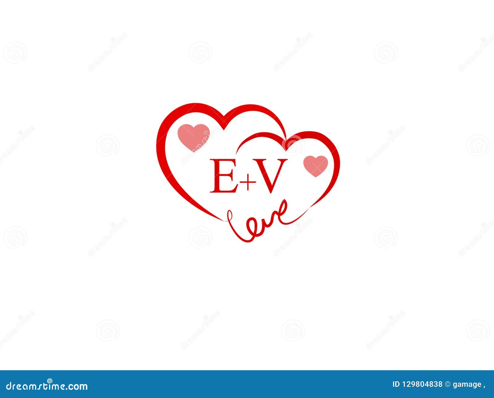 EV Initial Heart Shape Red Colored Logo Stock Vector - Illustration of ...