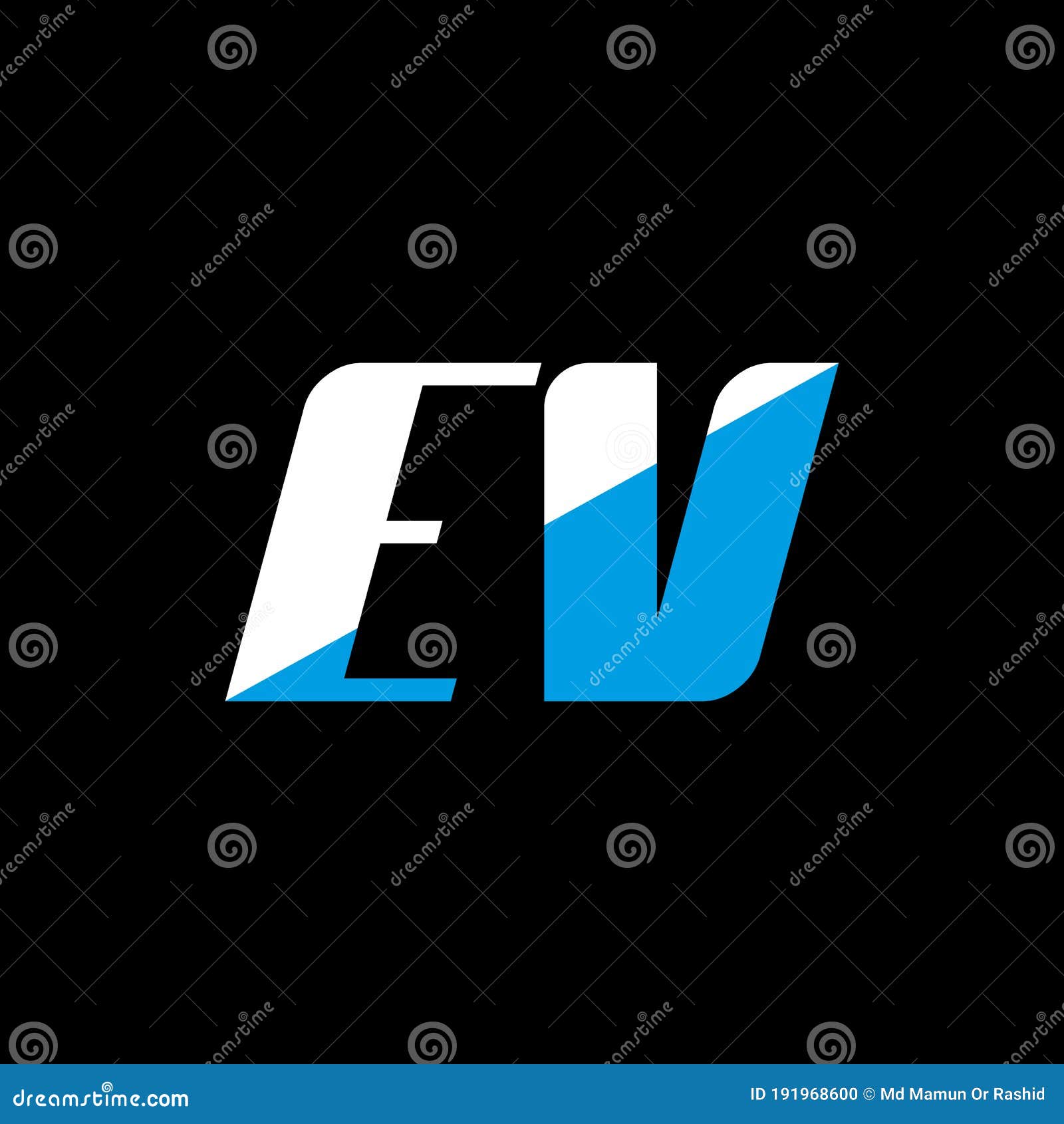 EV Letter Logo Design on Black Background. EV Creative Initials Letter ...