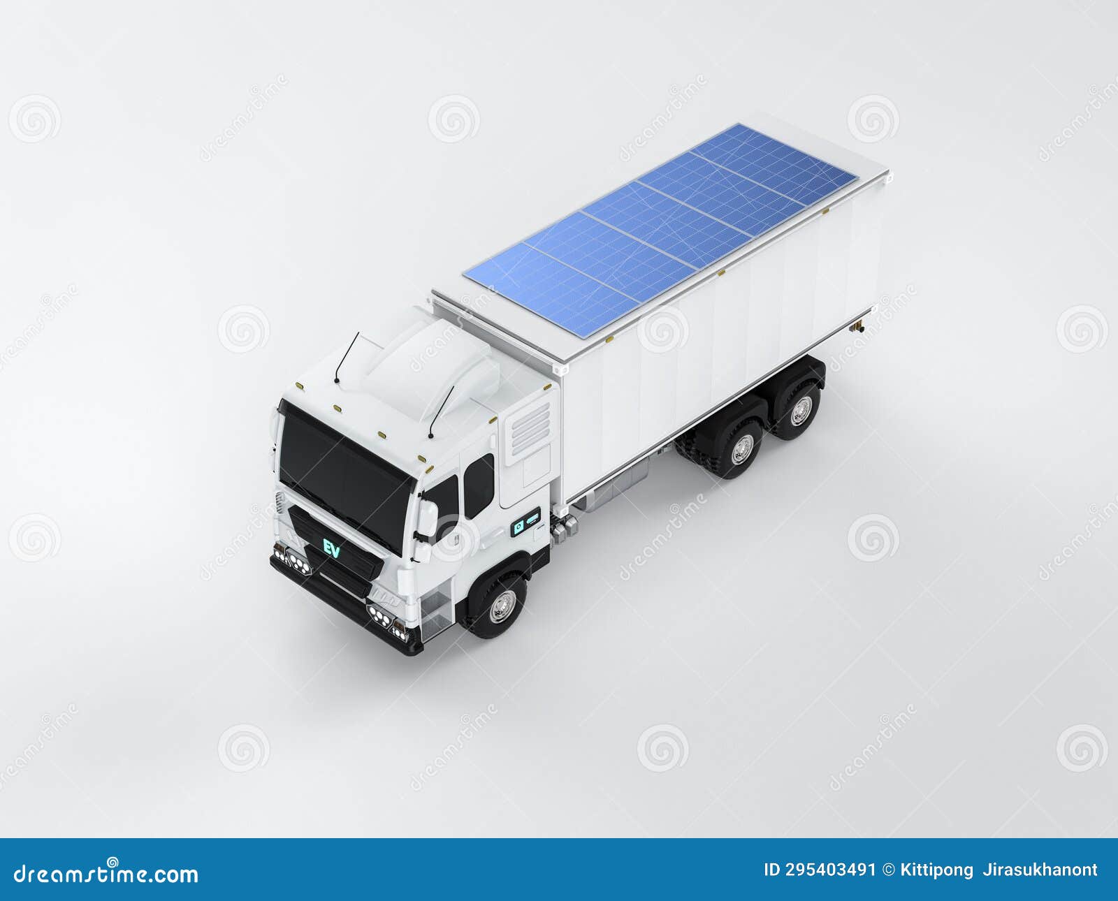 Ev Logistic Trailer Truck with Solar Panel Stock Illustration ...
