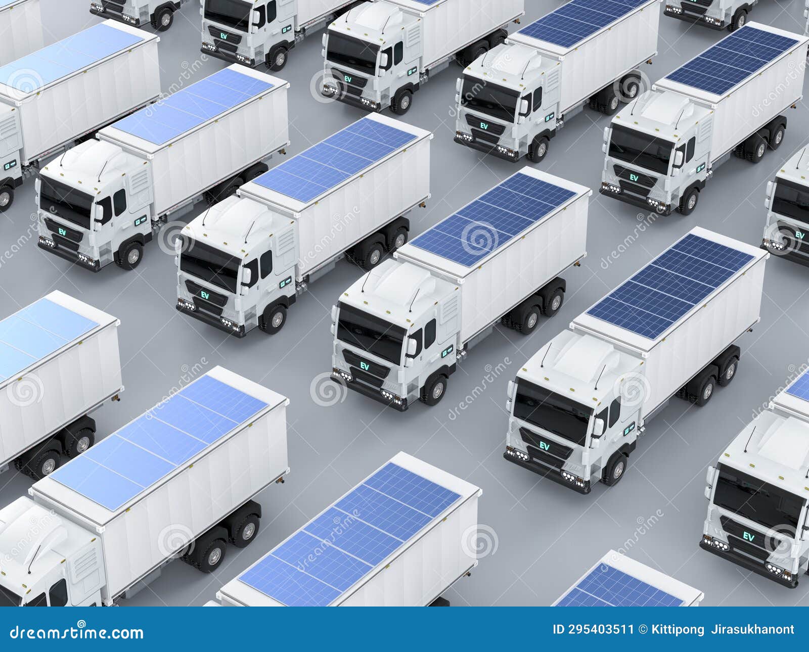 Ev Logistic Trailer Trucks with Solar Panel Stock Illustration ...