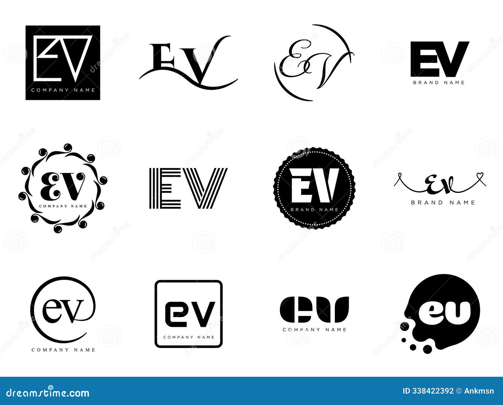 EV Logo Company Template. Letter E and V Logotype Stock Illustration ...