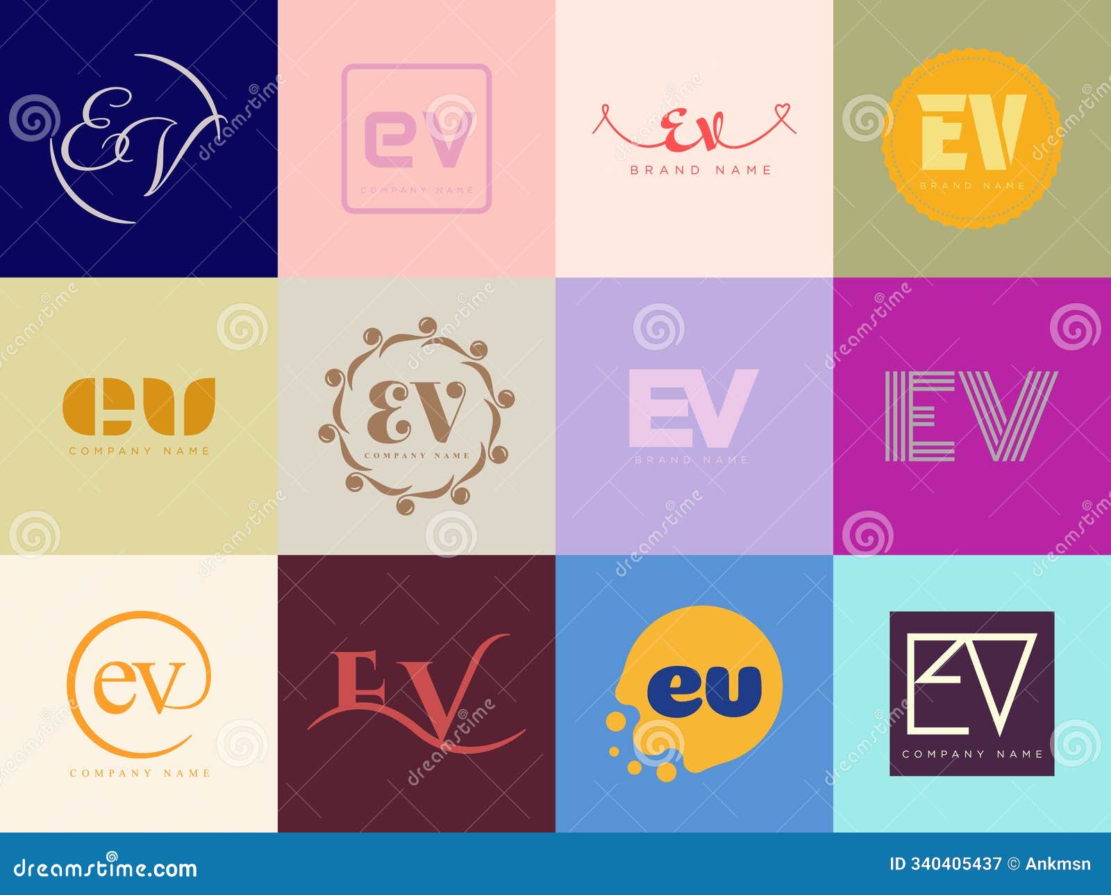 EV Logo Company Template. Letter E and V Logotype Stock Vector ...