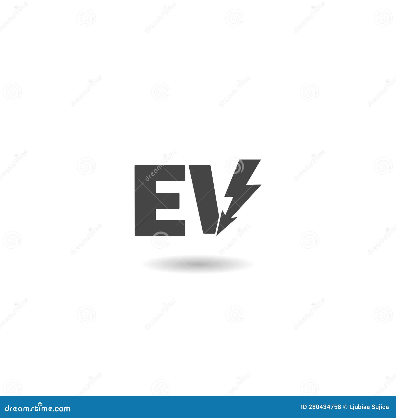 EV logo icon with shadow stock vector. Illustration of fashion - 280434758