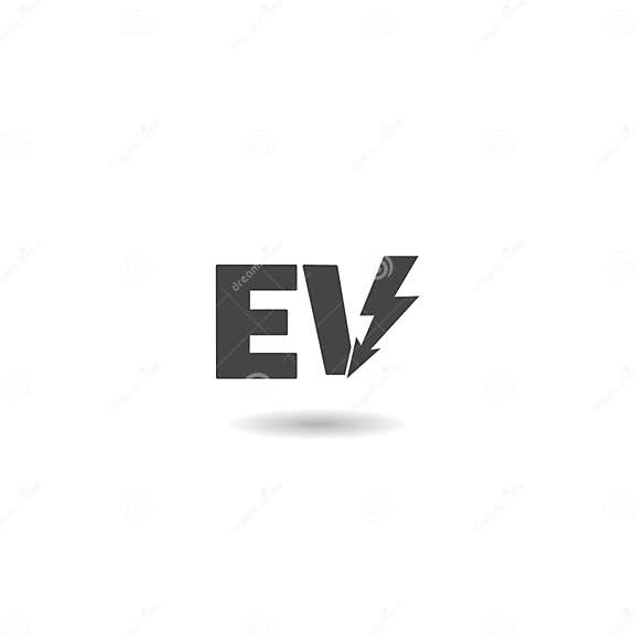 EV logo icon with shadow stock vector. Illustration of fashion - 280434758