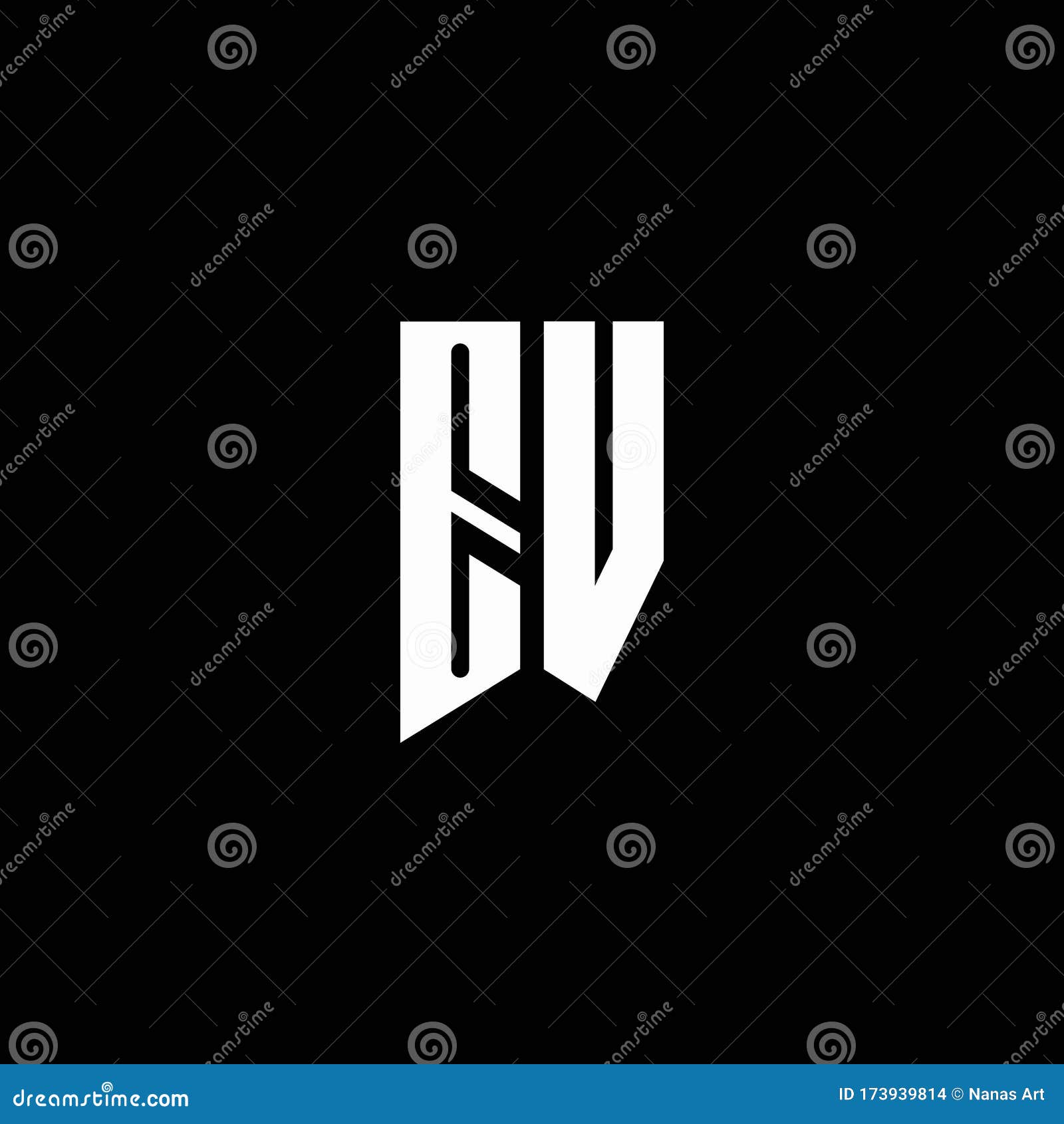 EV Logo Monogram with Emblem Style Isolated on Black Background Stock ...