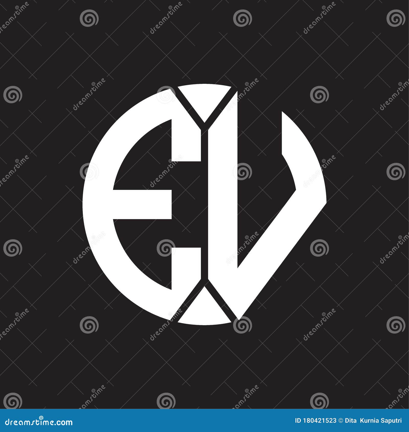 EV Logo Monogram with Piece Circle Ribbon Style Stock Vector ...