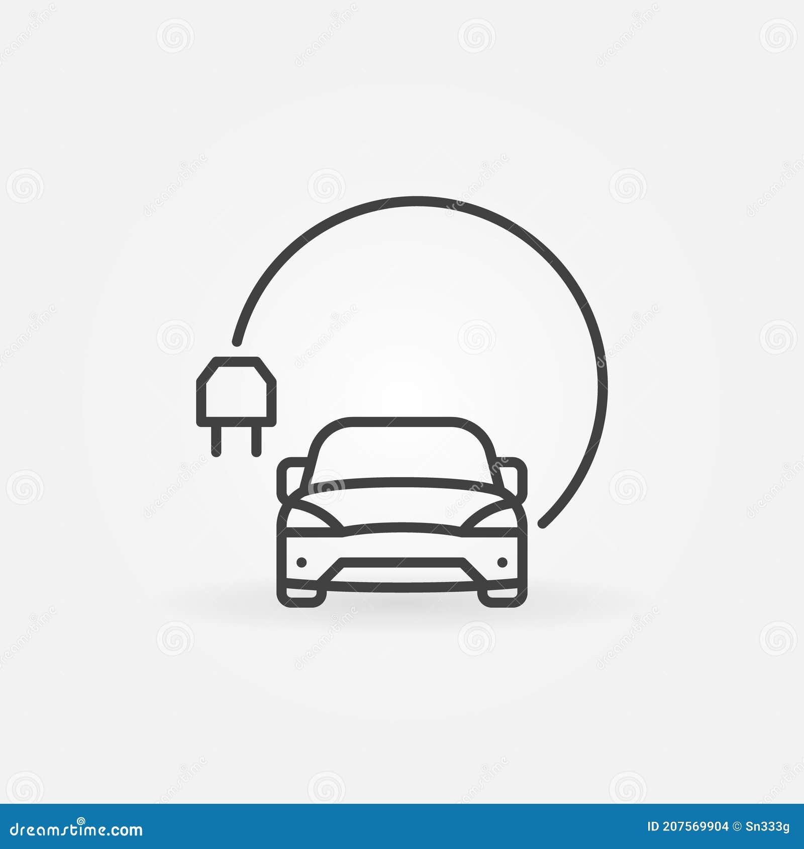 EV with Round Cable and Plug Linear Vector Concept Icon Stock ...