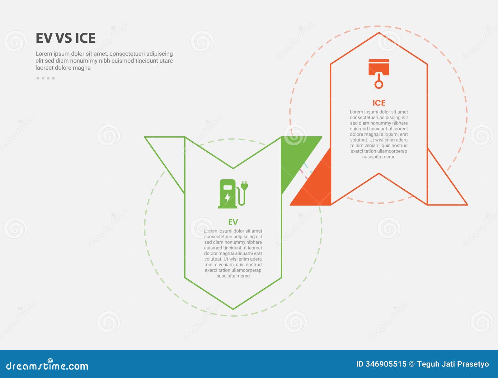 EV Vs ICE Technology Infographic Outline Style with 2 Point Comparison ...