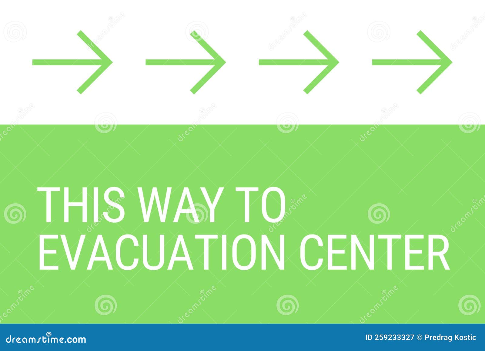 Evacuation arrows sign stock image. Image of text, cartoon - 259233327