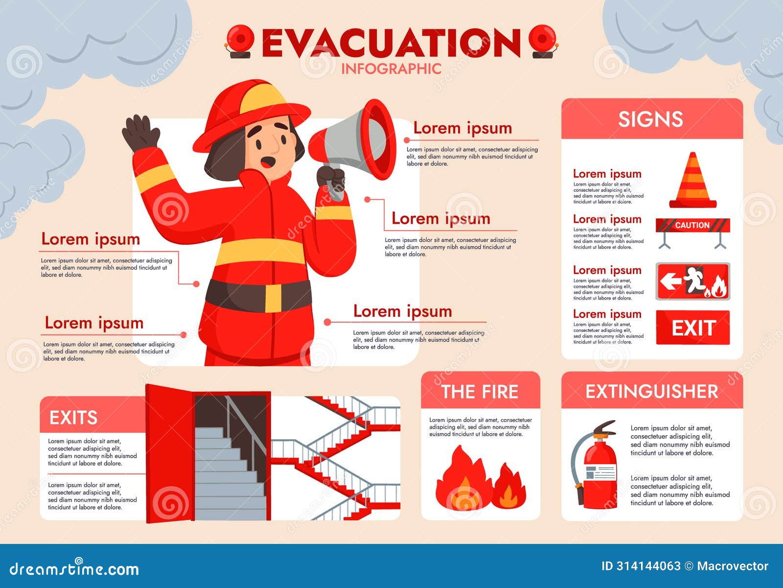 Evacuation Infographics in Flat Design Stock Illustration ...
