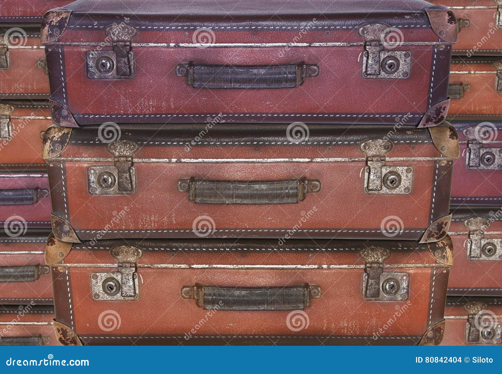 Evacuation - Migration - Old Worn Travel Suitcases Stock Photo - Image ...