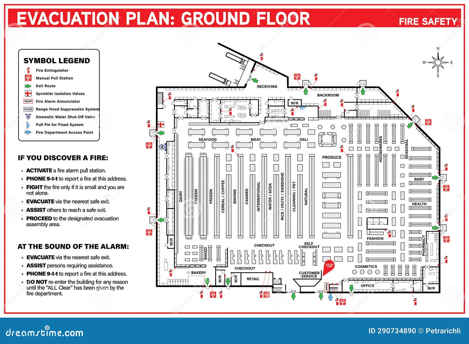 Evacuation Plan for Grocery Store or Supermarket. Stock Vector ...