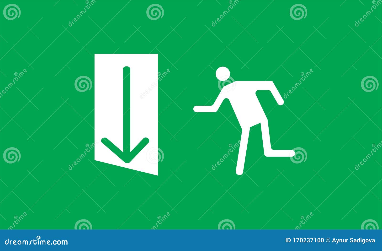 Evacuation Plate Exit Here Illustration. Fire Safety. Green Color Fire ...
