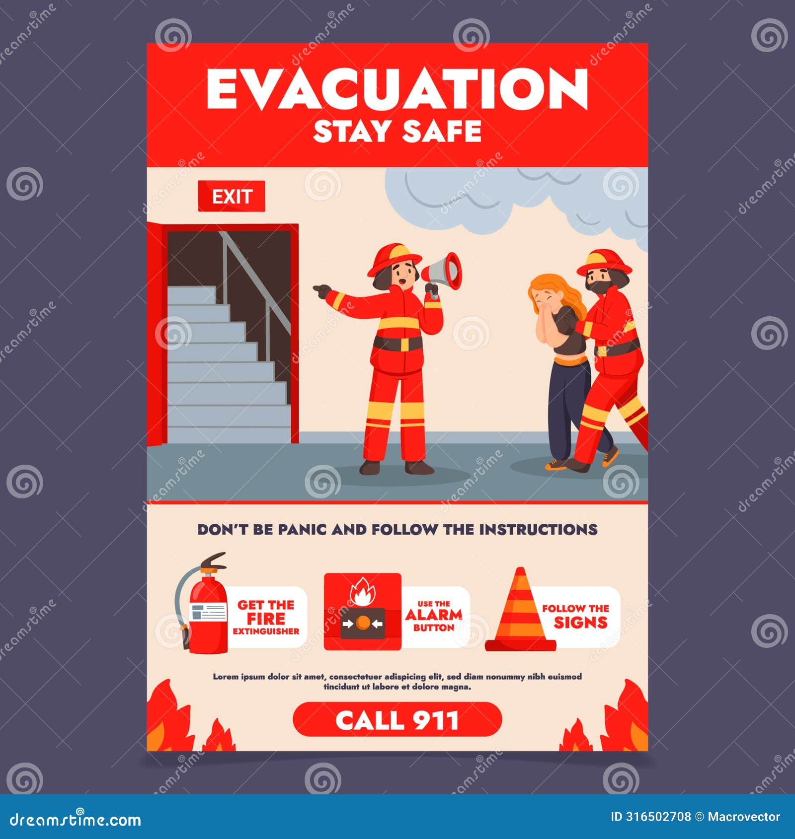 Evacuation Poster In Flat Design Stock Photography | CartoonDealer.com ...