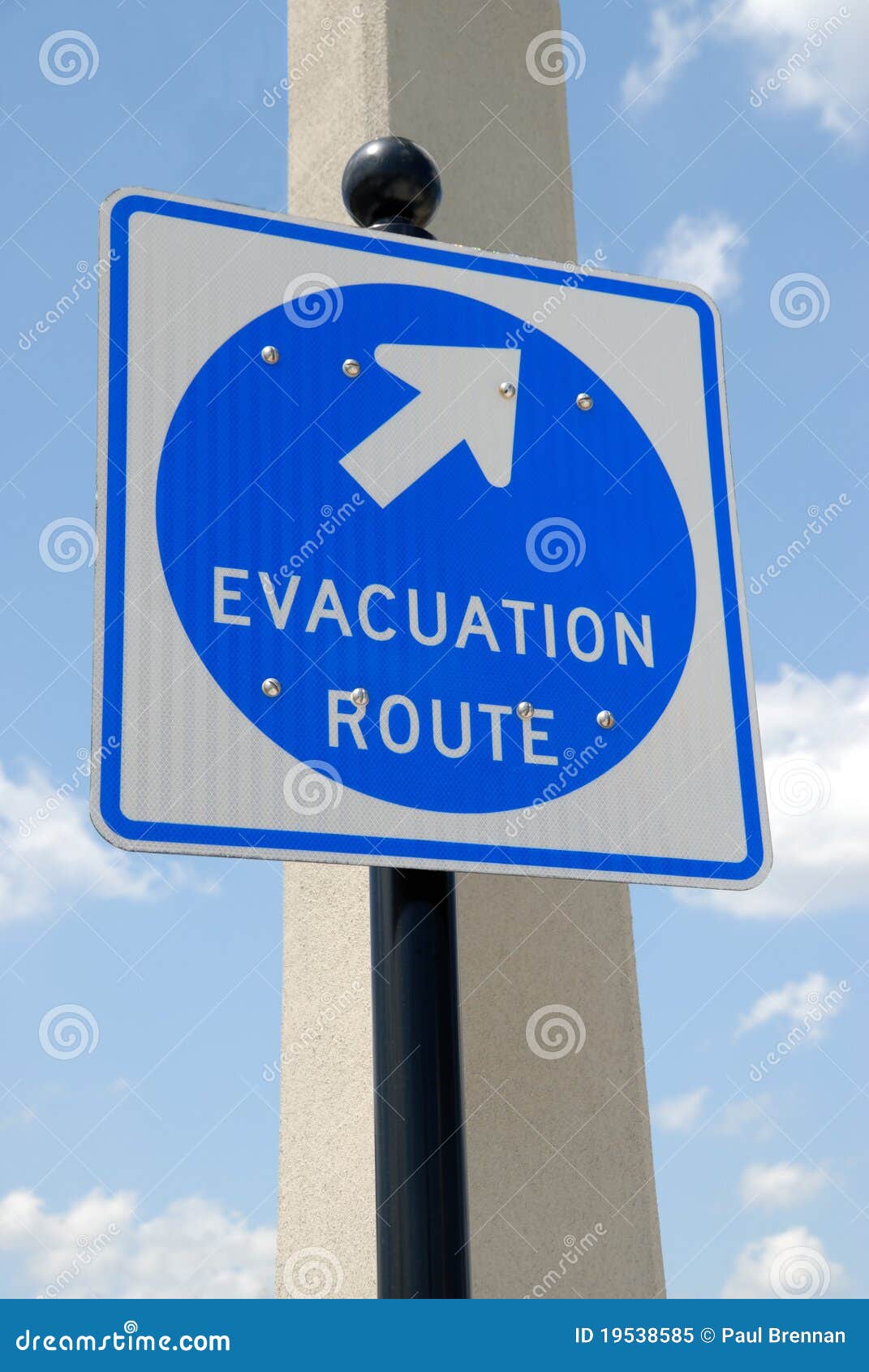 Evacuation route sign stock image. Image of outside, notice - 19538585