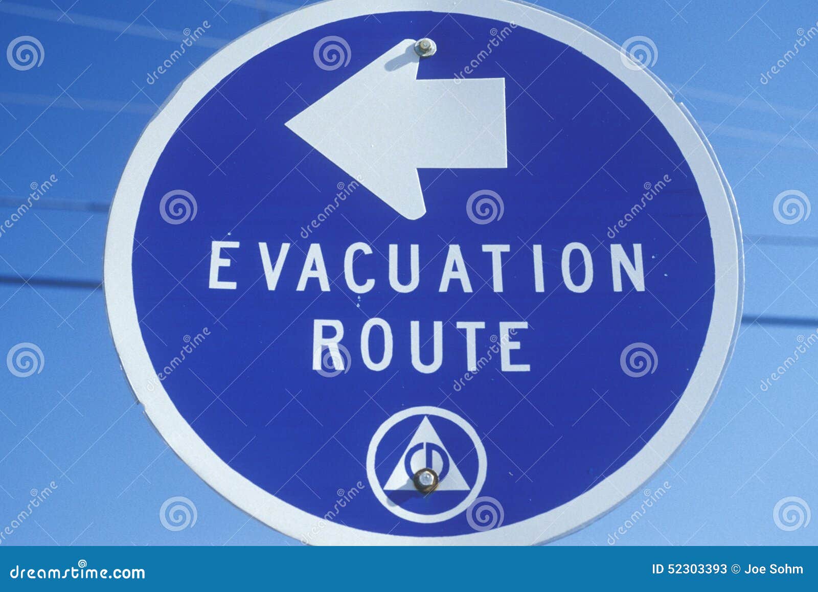 Evacuation Route sign editorial stock photo. Image of evacuation - 52303393