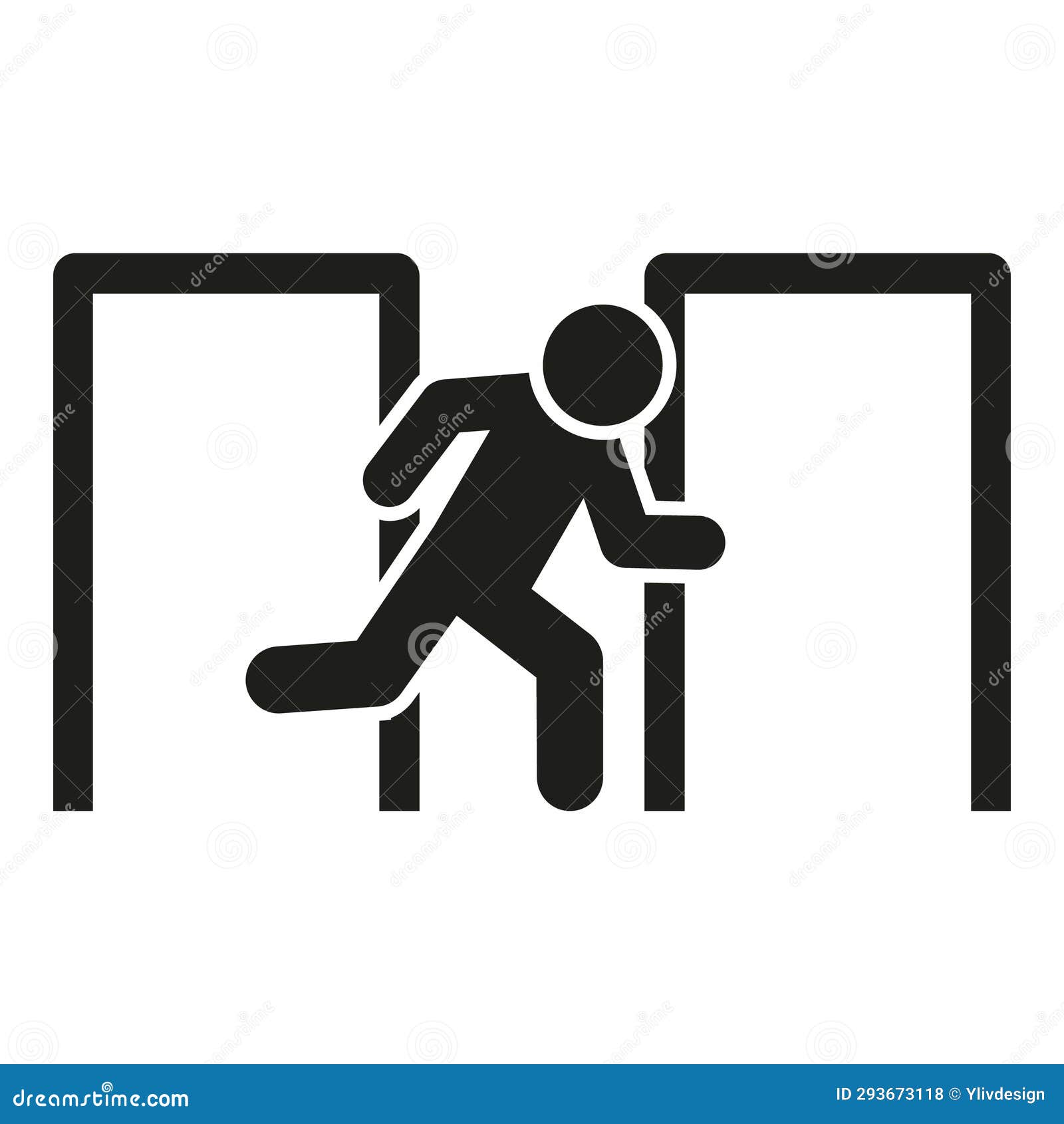 Exit Person Sign. Emergency Fire Safety Way Escape Black Silhouette ...