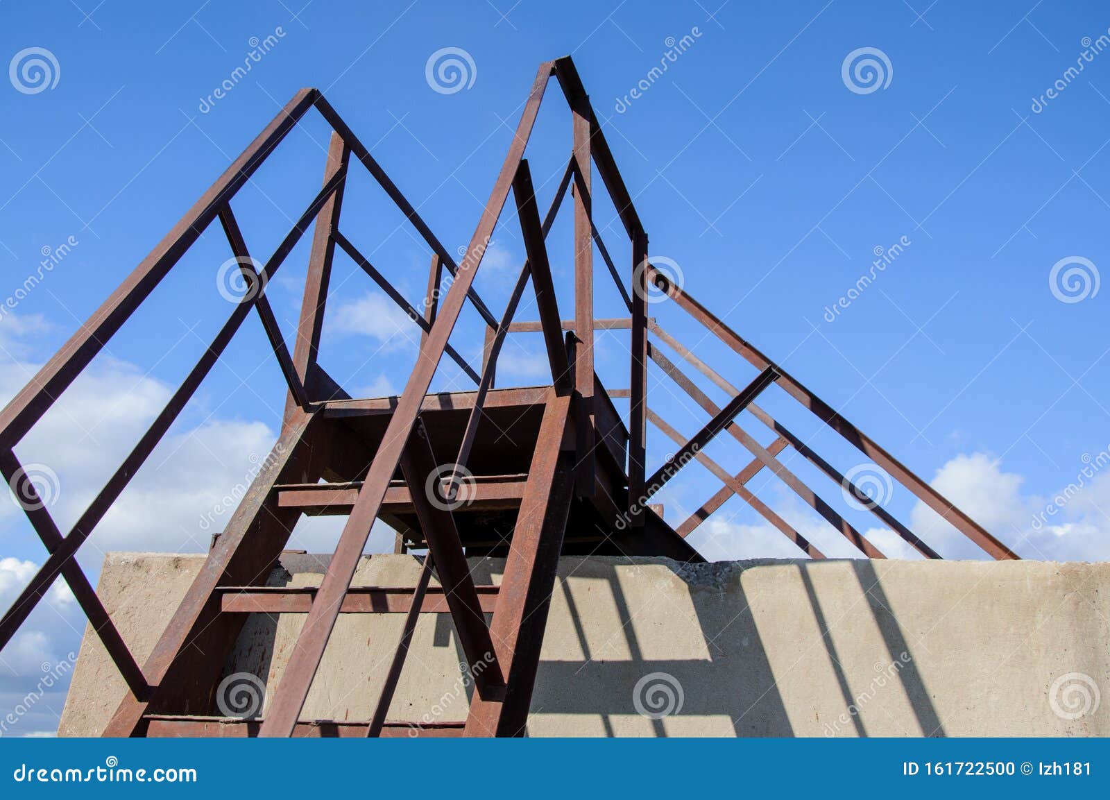 Evacuation Staircase Leading To a Rooftop of a Building Stock Photo ...