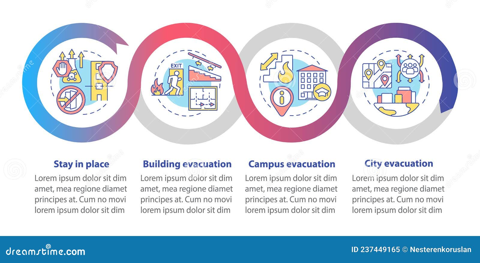 Evacuation Types Loop Infographic Template Stock Vector - Illustration ...