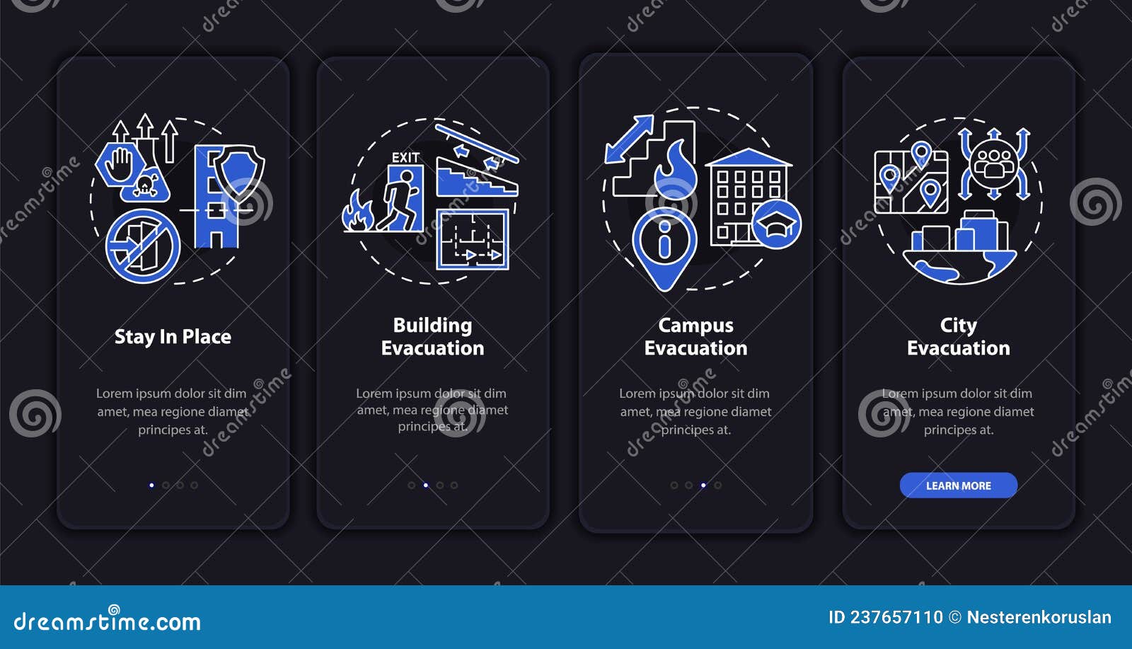 Evacuation Types Loop Infographic Template Cartoon Vector ...