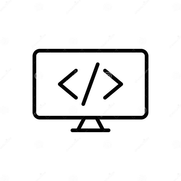 Black Line Icon for Eval, Code and Technology Stock Vector ...