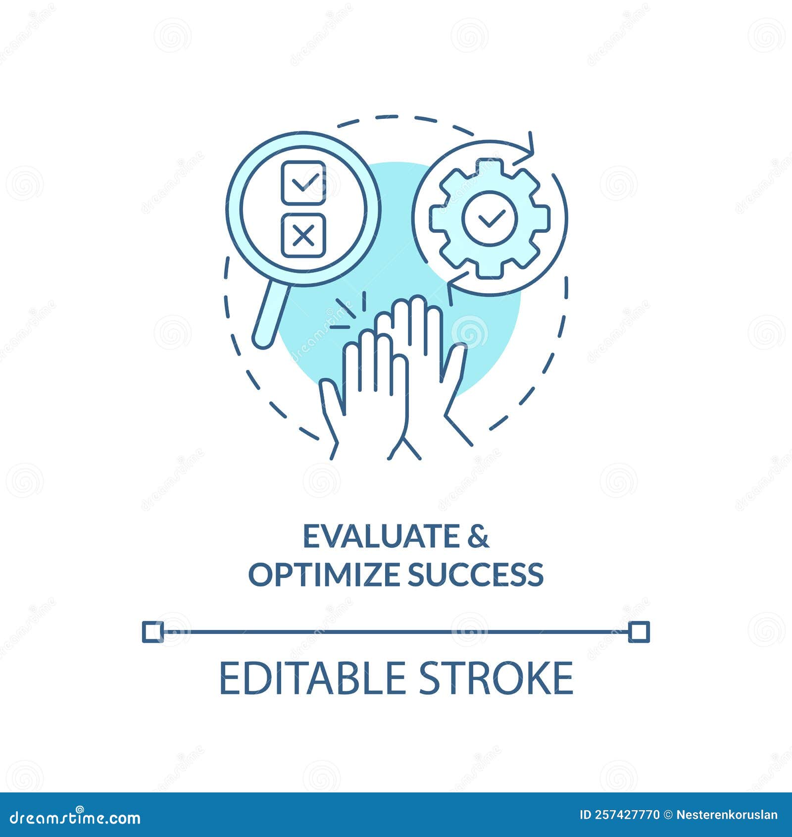 Evaluate and Optimize Success Turquoise Concept Icon Stock Vector ...