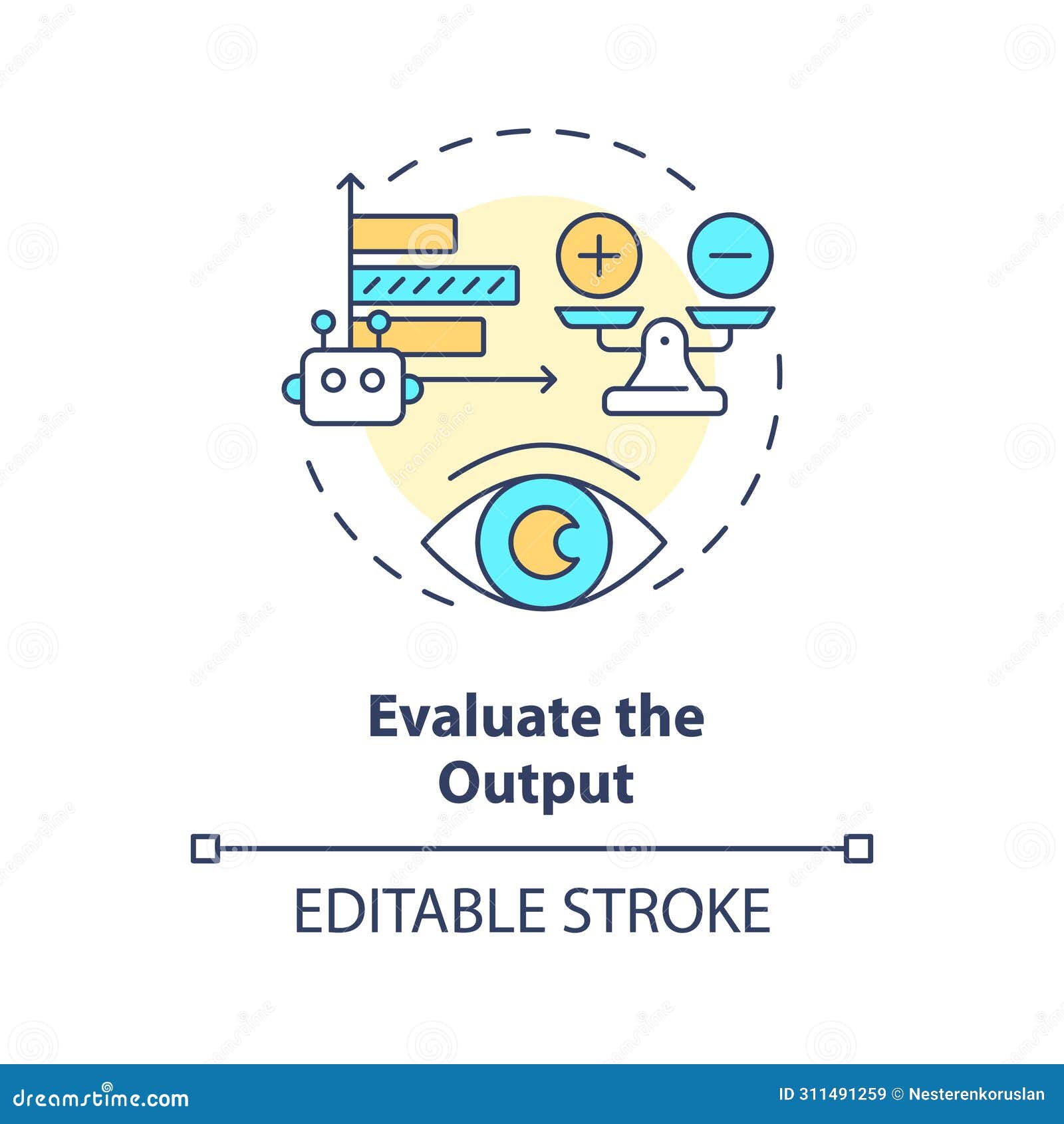 Evaluate Output Blue Gradient Concept Icon Cartoon Vector | CartoonDealer.com #311622305