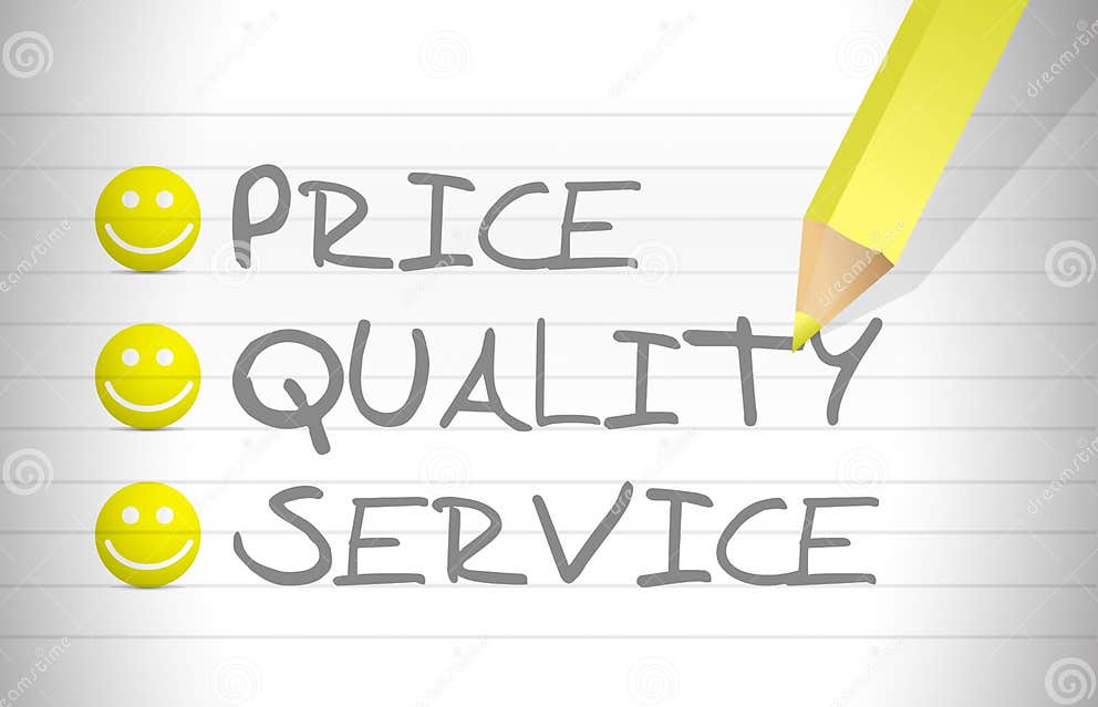 Evaluate Price, Quality and Service Stock Illustration - Illustration ...