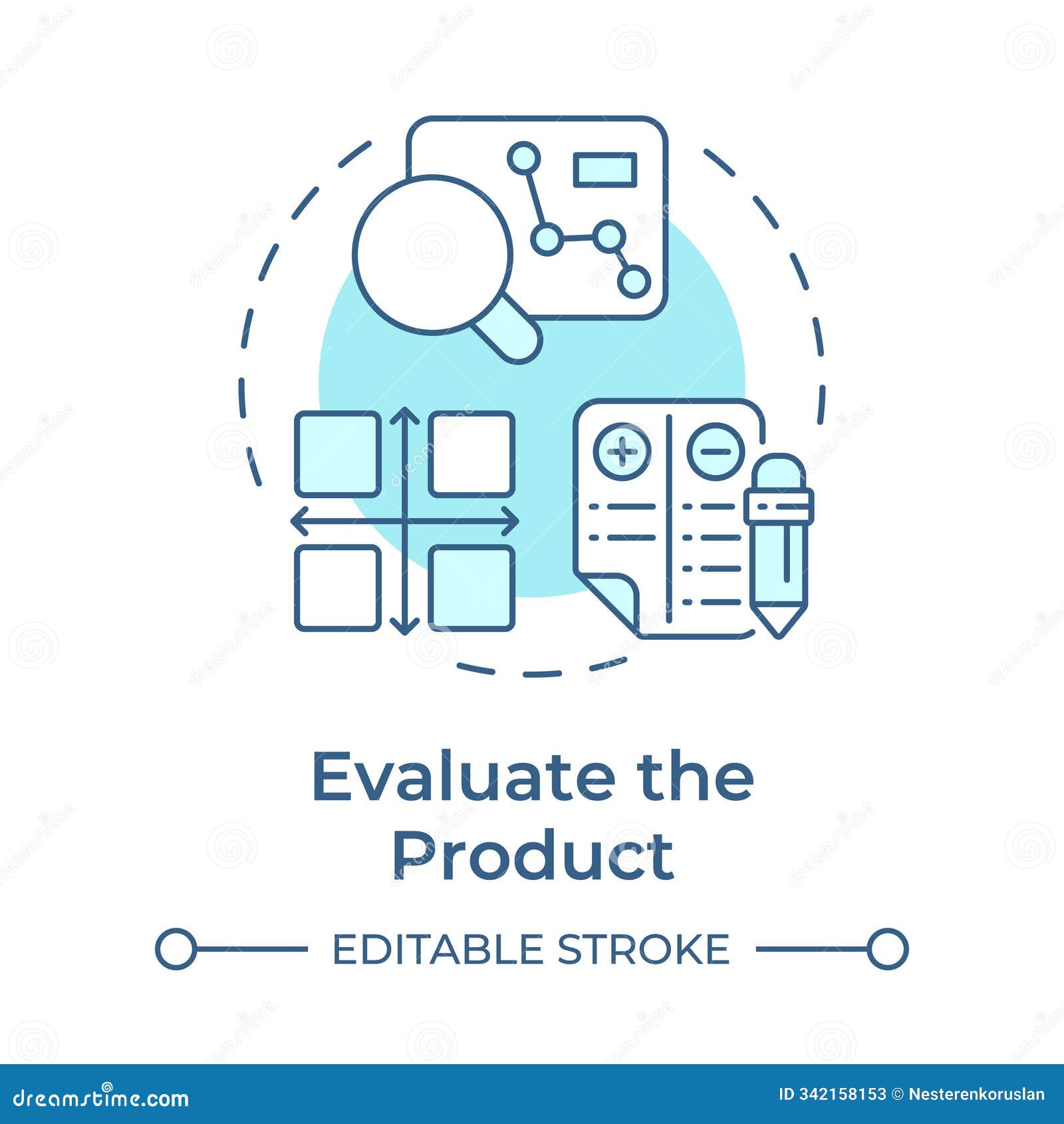 Evaluate Product Soft Blue Concept Icon Stock Illustration ...